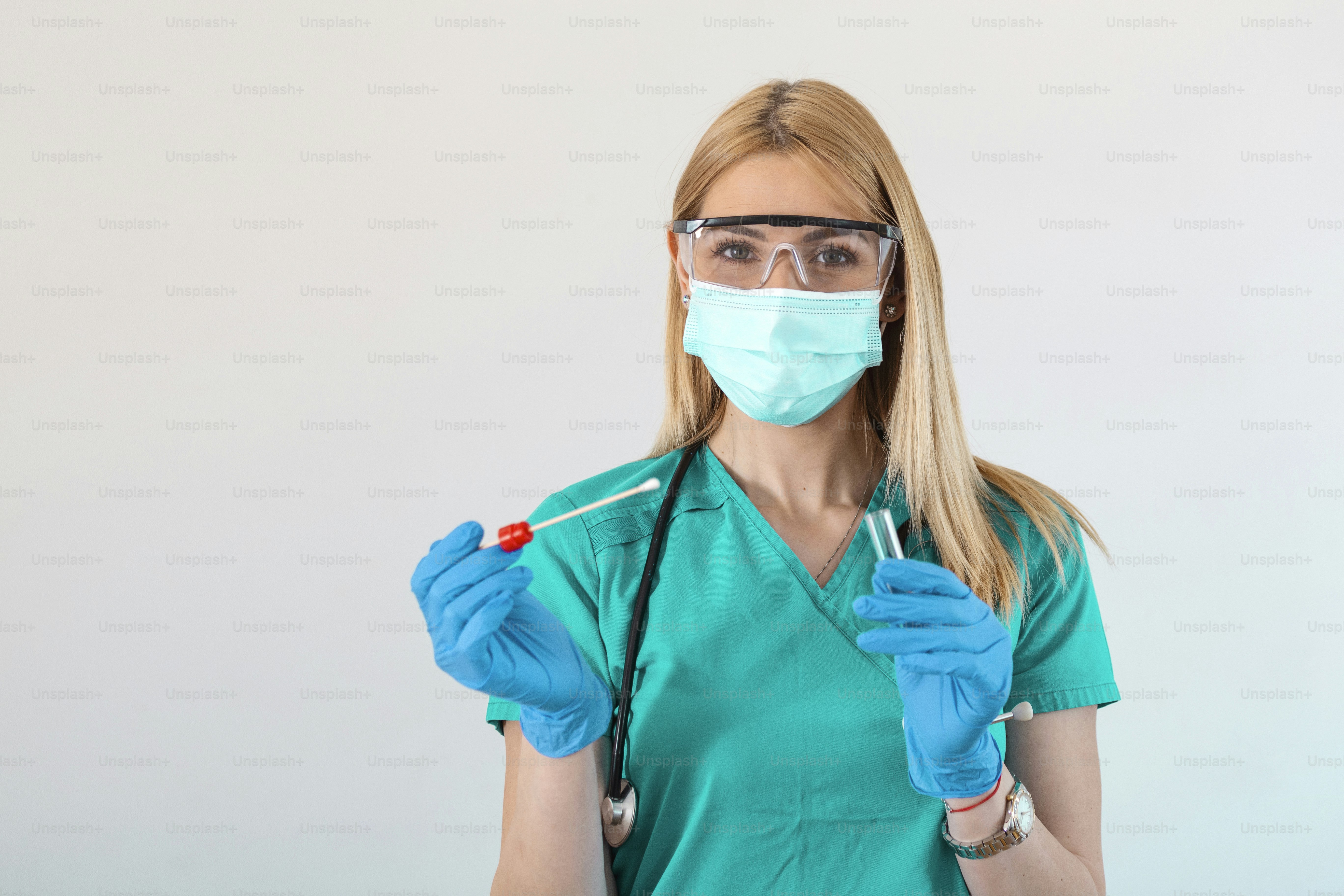 Lab technician holding swab collection kit,Coronavirus COVID-19 ...