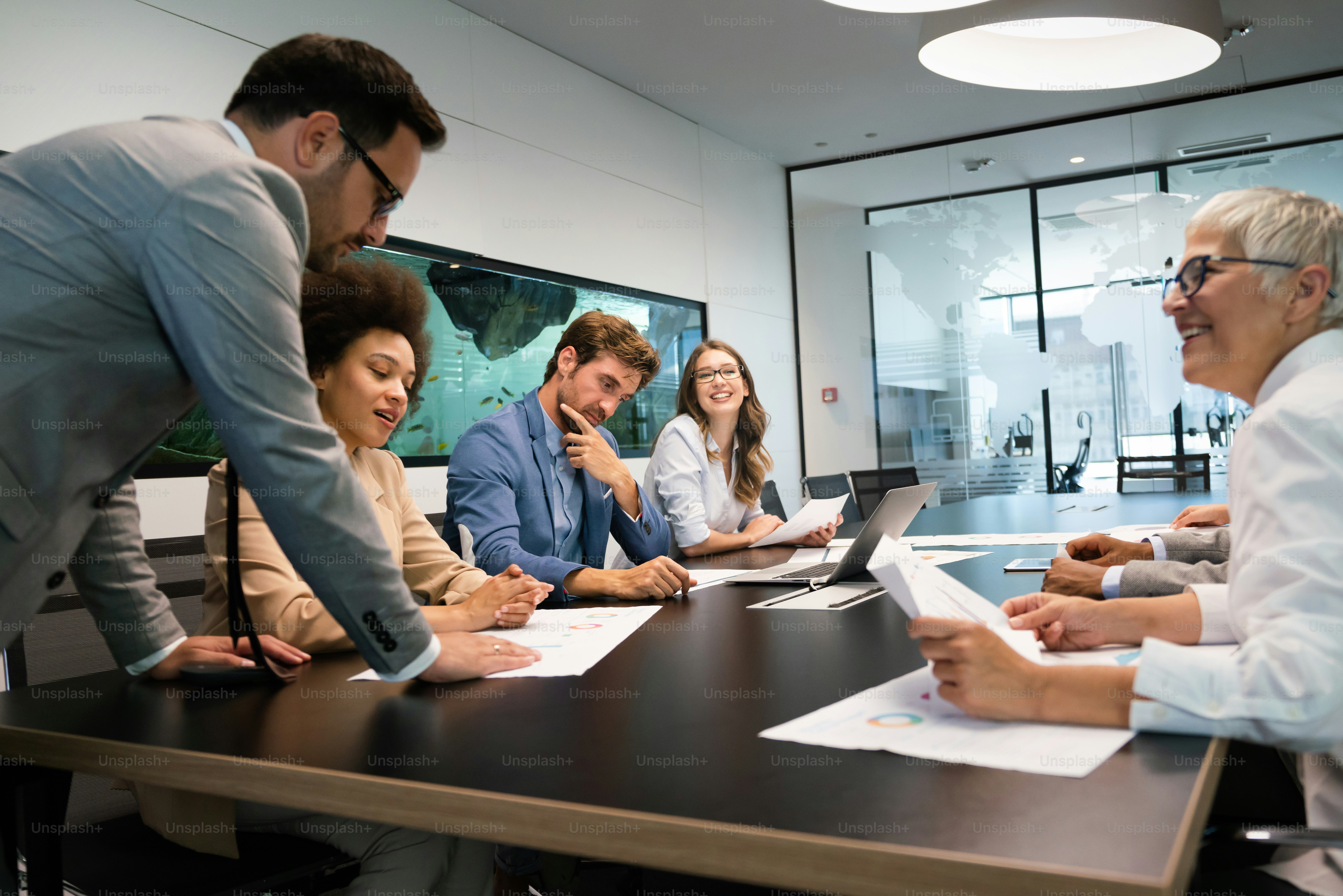 Team brainstorming. Creative managers crew working with new startup ...