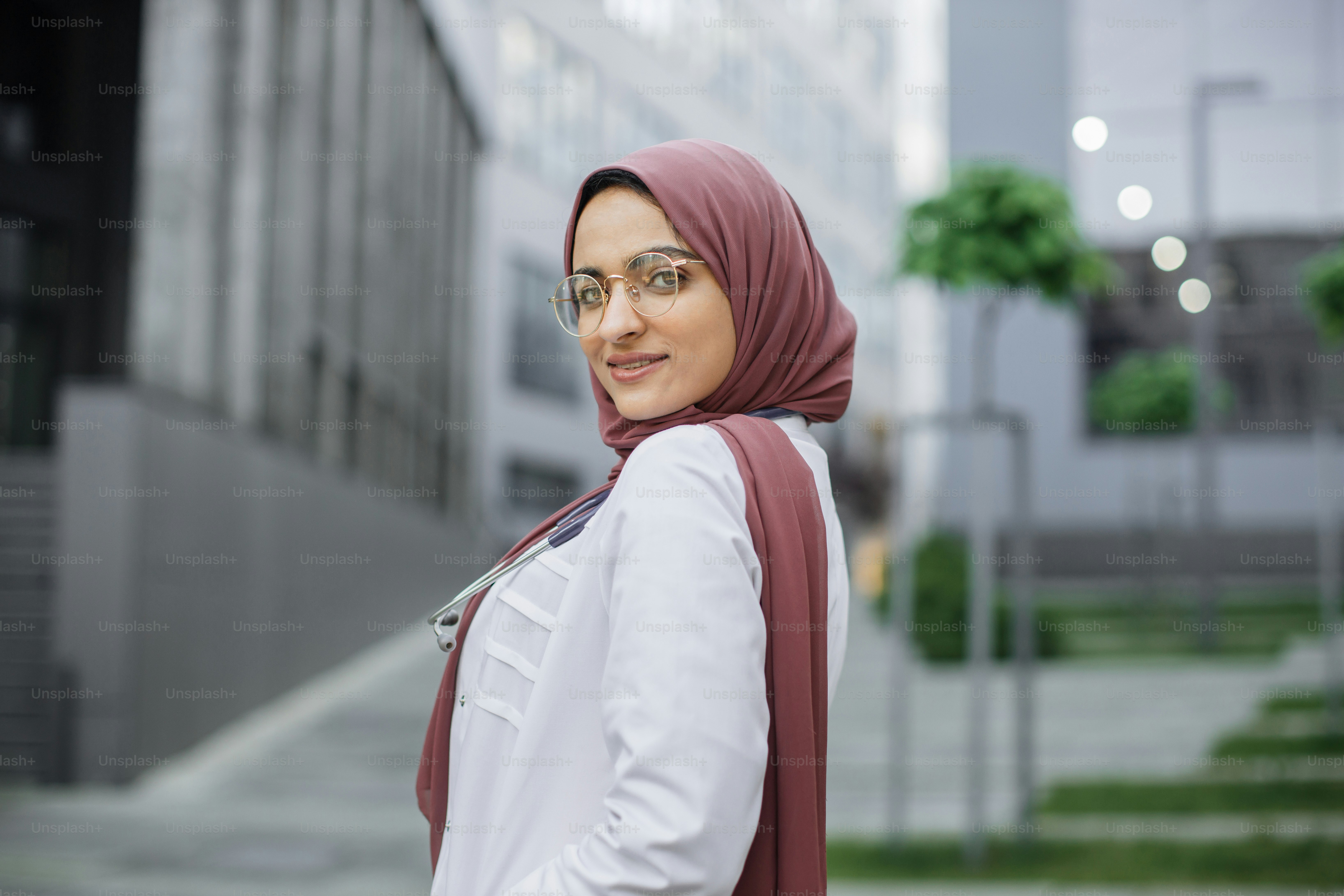 Middle Eastern healthcare worker. Closeup portrait of smiling confident ...