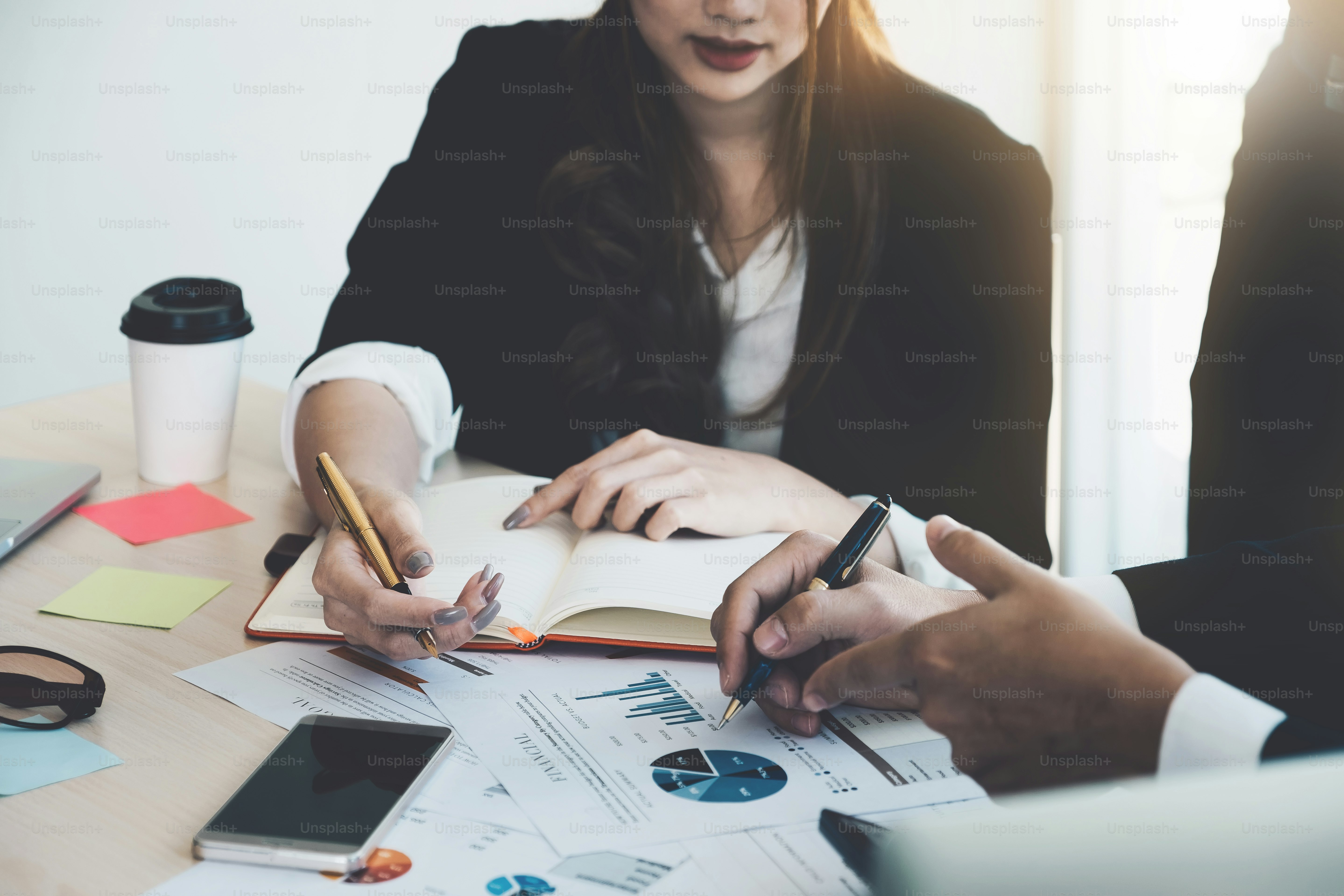 Close up image of Business People Analyzing Statistics Business ...