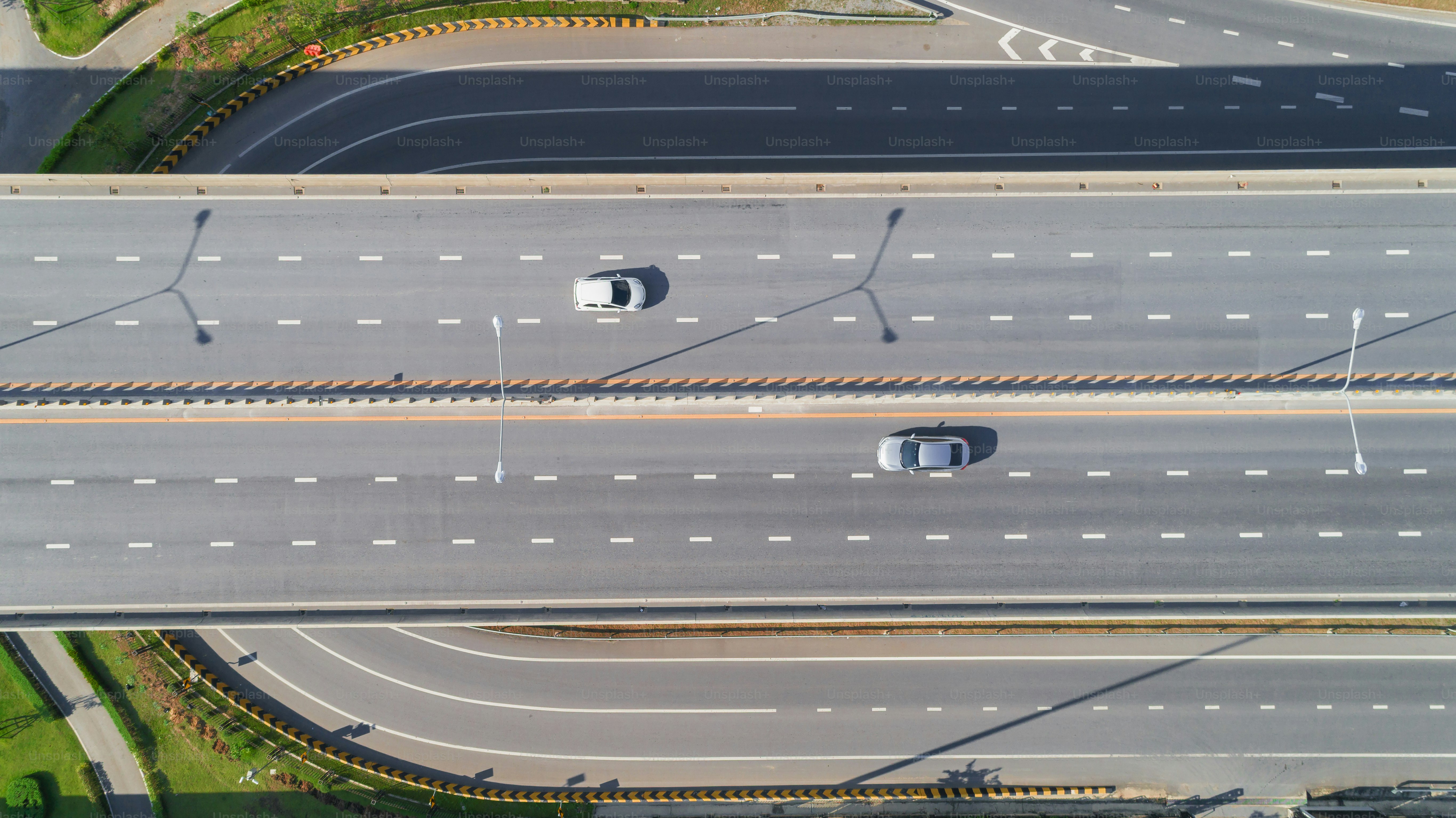 Beautiful pattern Aerial view highway road network intersection traffic ...