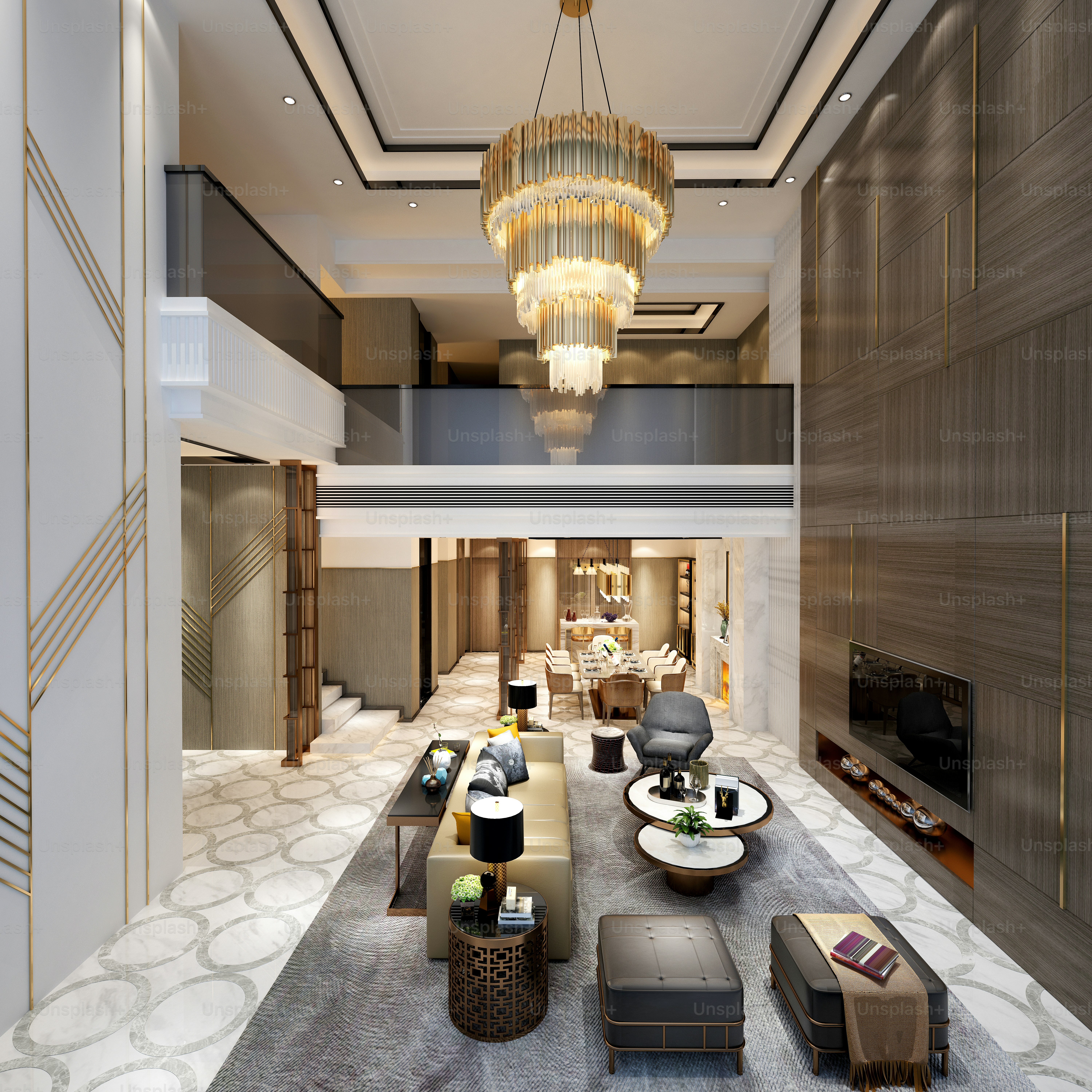 360 Degrees Modern Home Interior and Living Room. 3D Render. photo ...