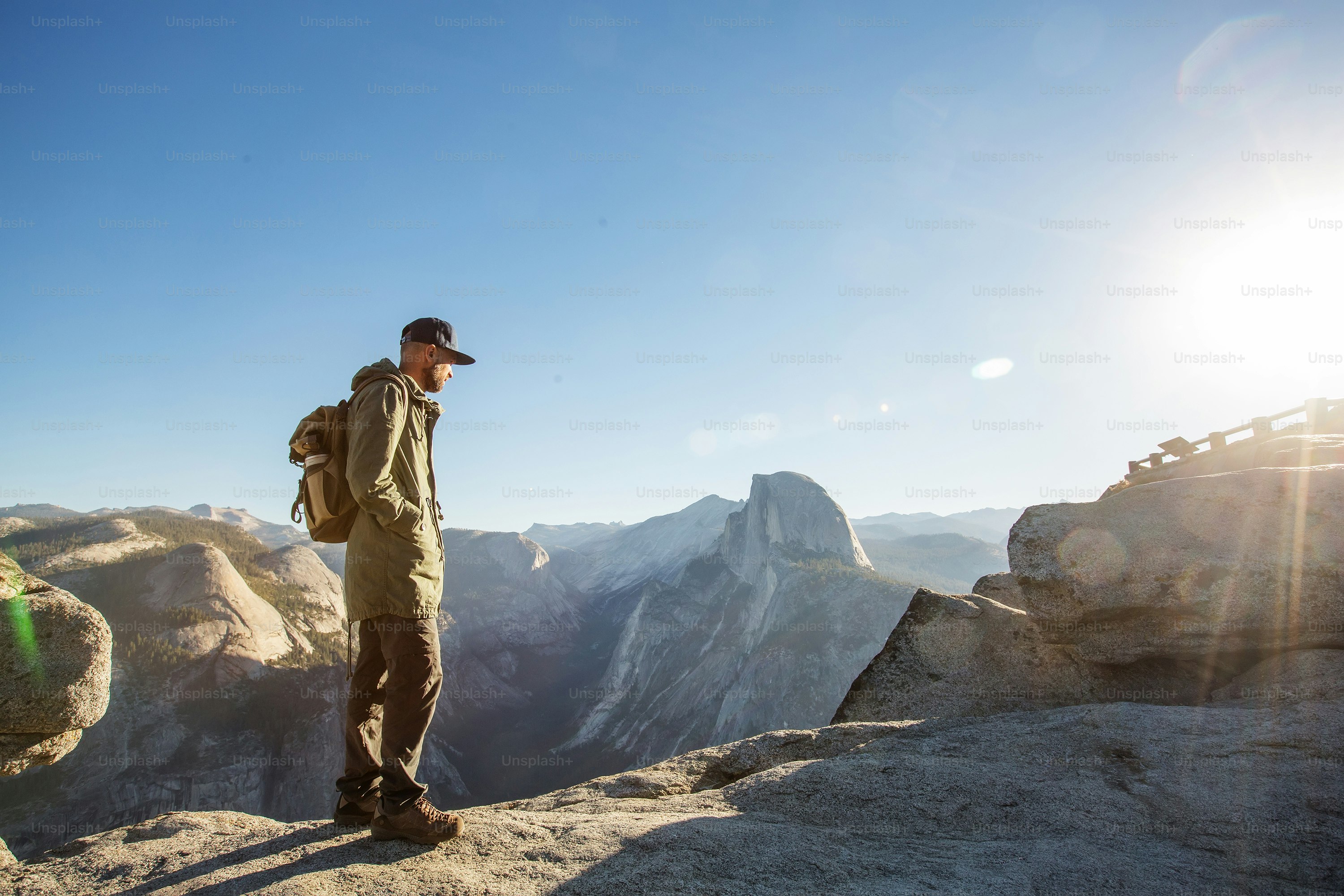Hiker visit Yosemite national park in California photo – Forest Image ...