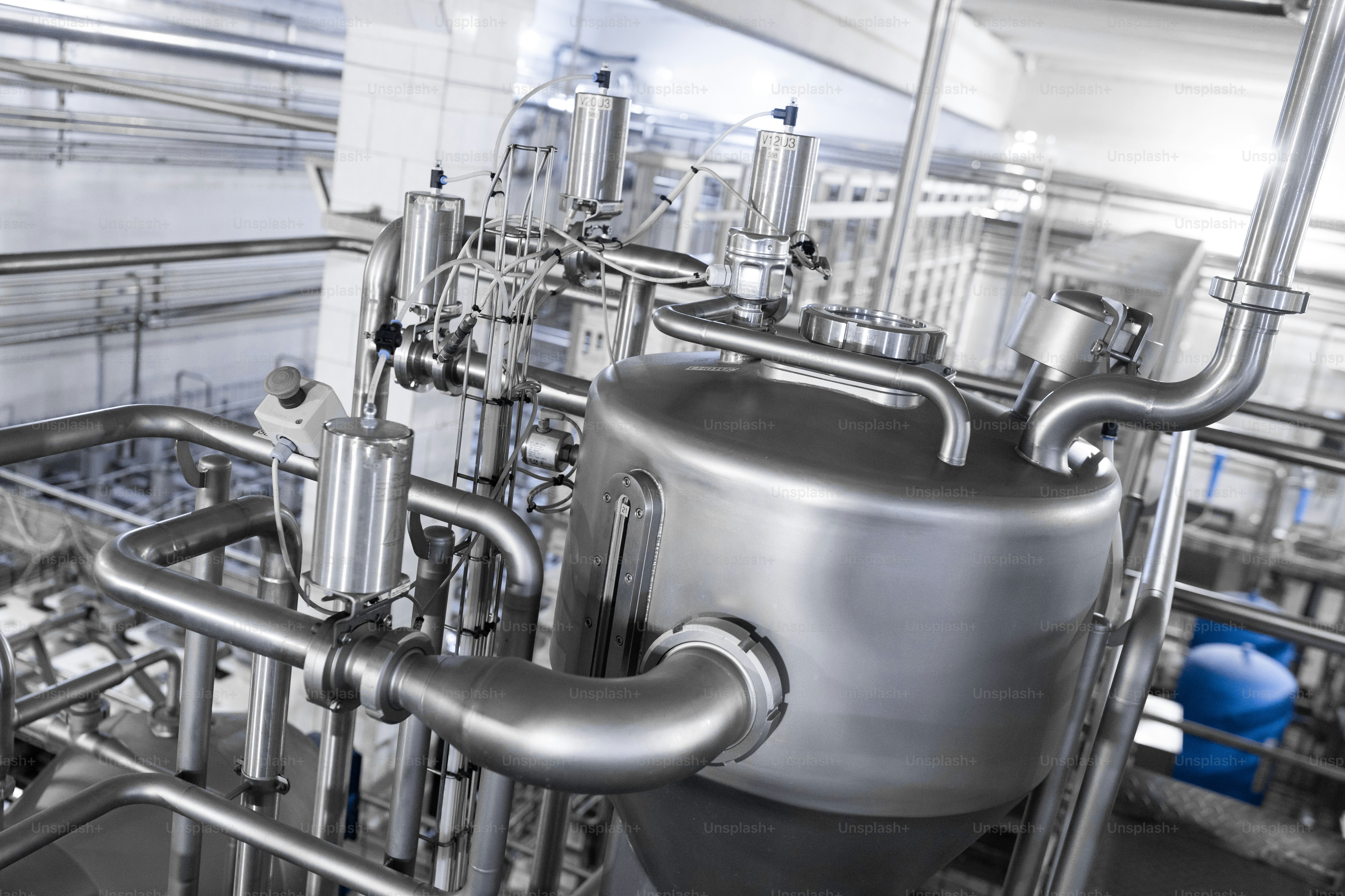 Modern interior of factory with production process background photo ...