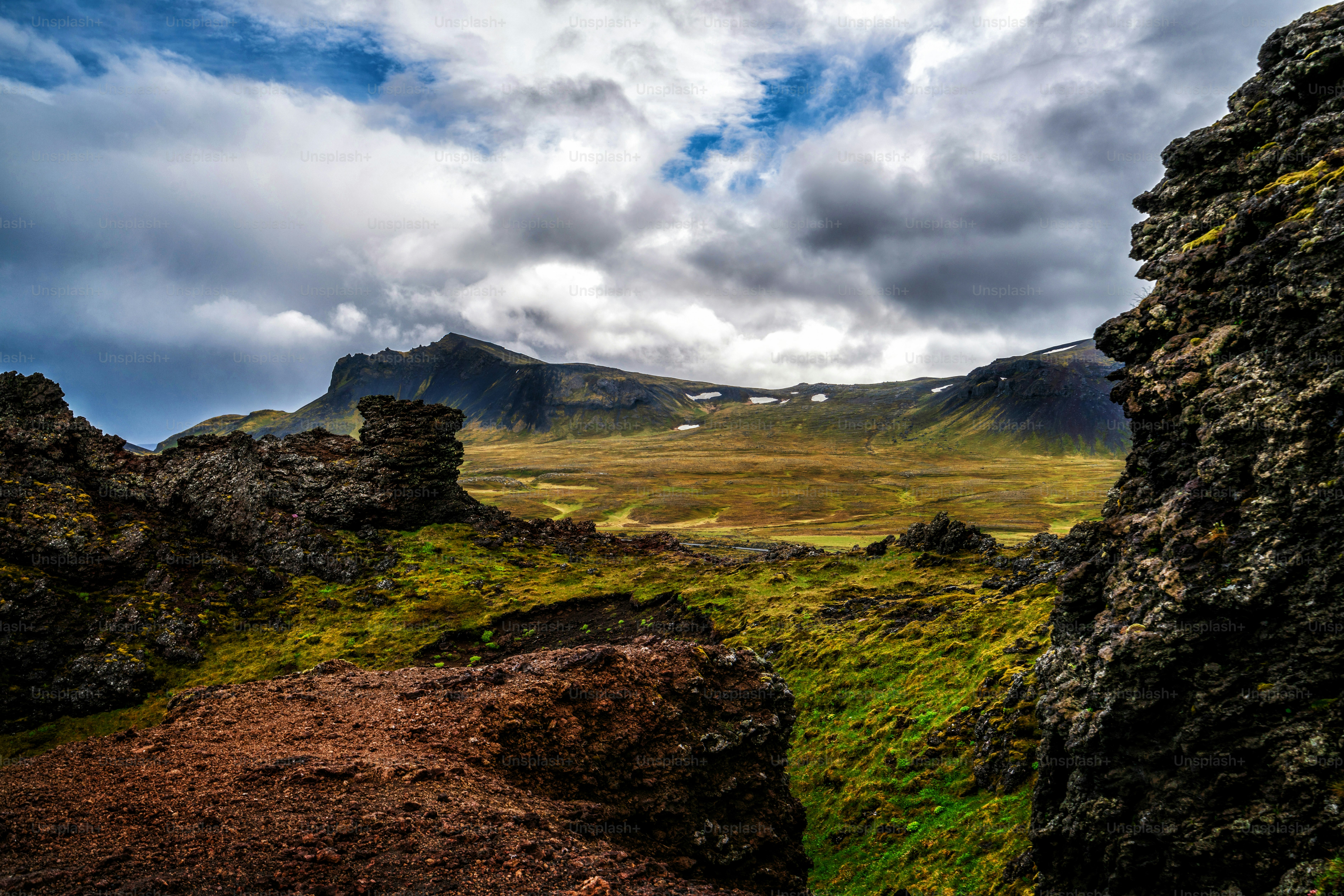 Saxholar Crater in Snaefellsjokull National Park, Iceland. Saxholl is a ...