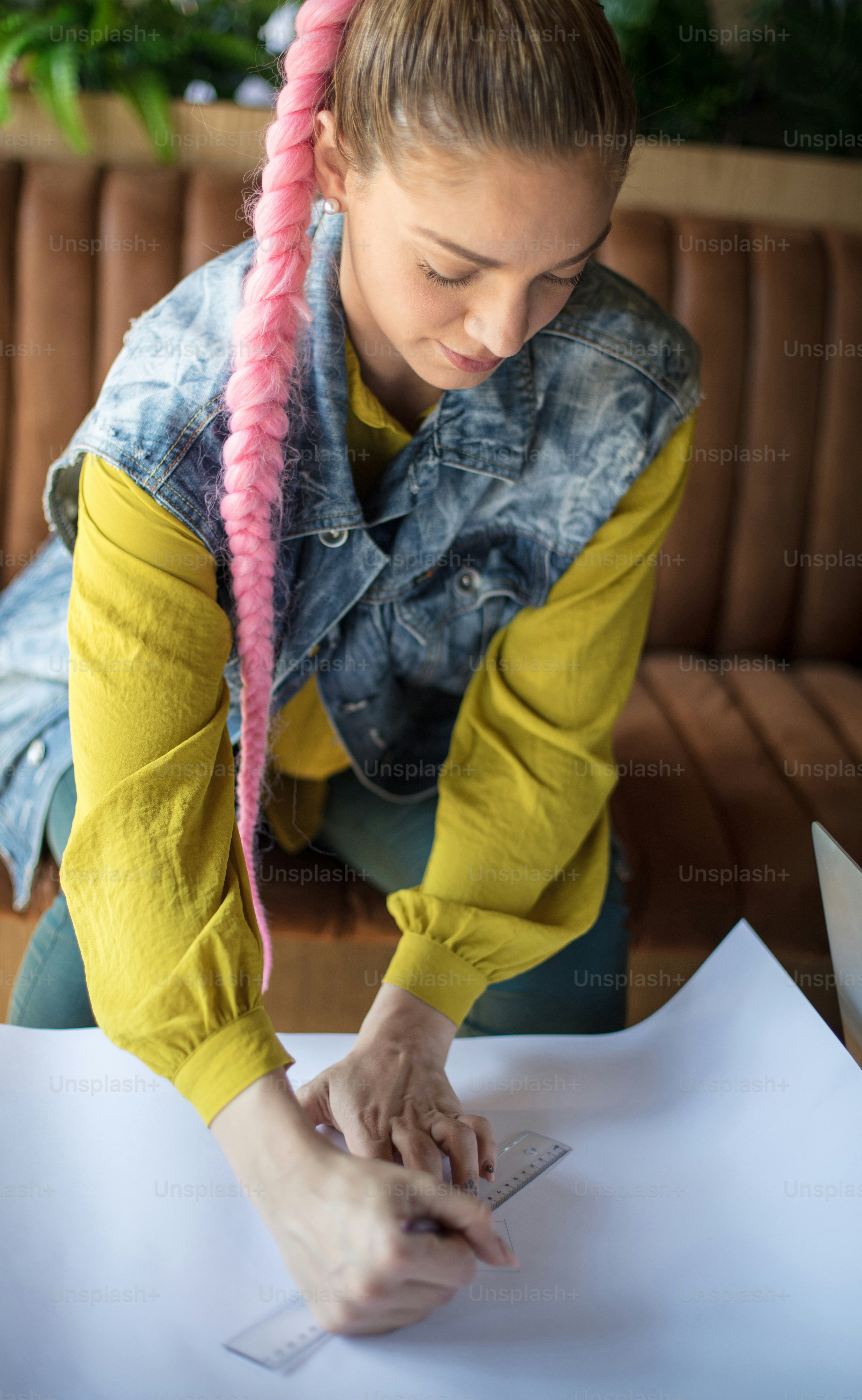 Successful future. Young student girl writing on paper. photo ...