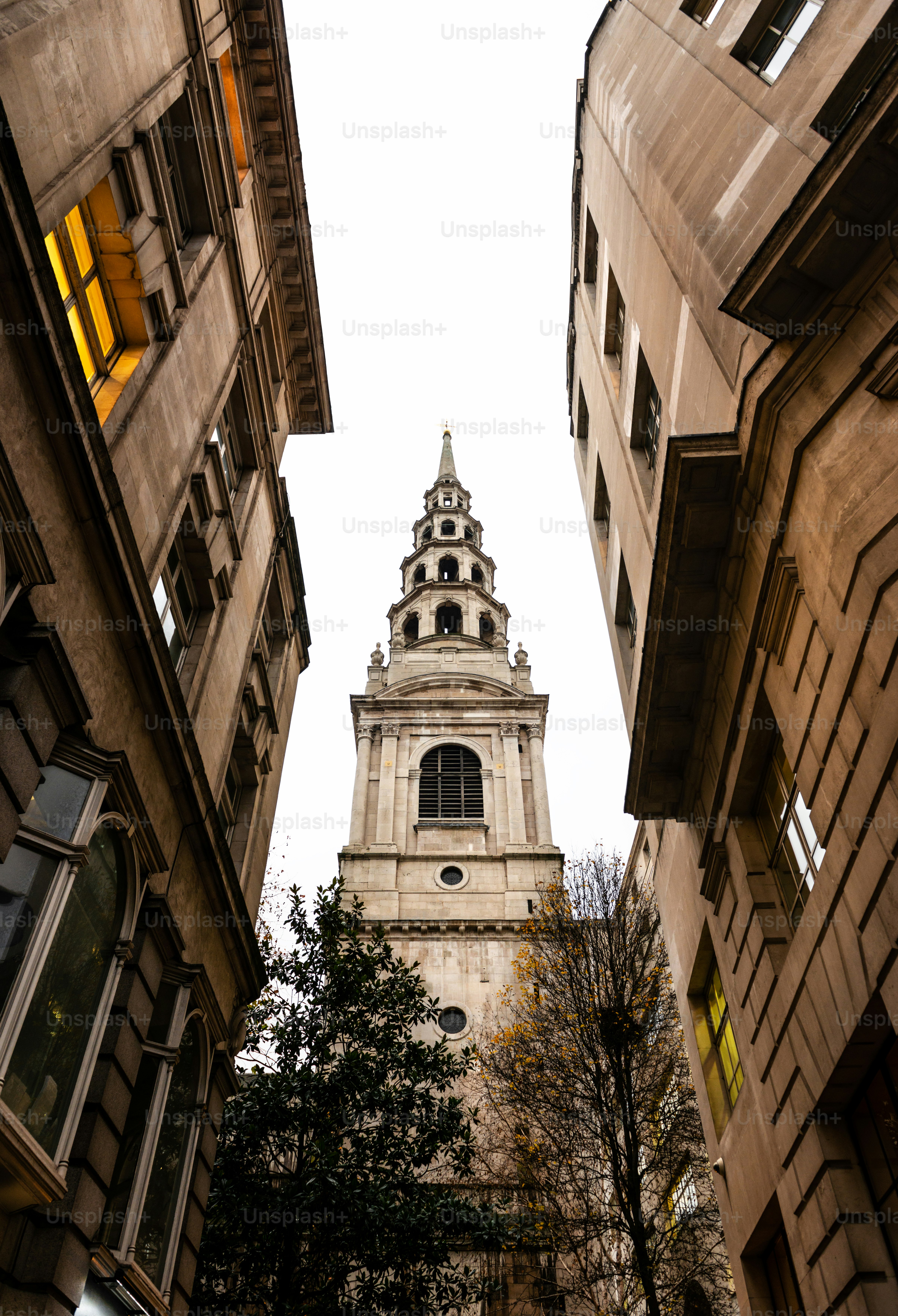 Tower of St Bride’s Church, one of the most ancient churches in London ...
