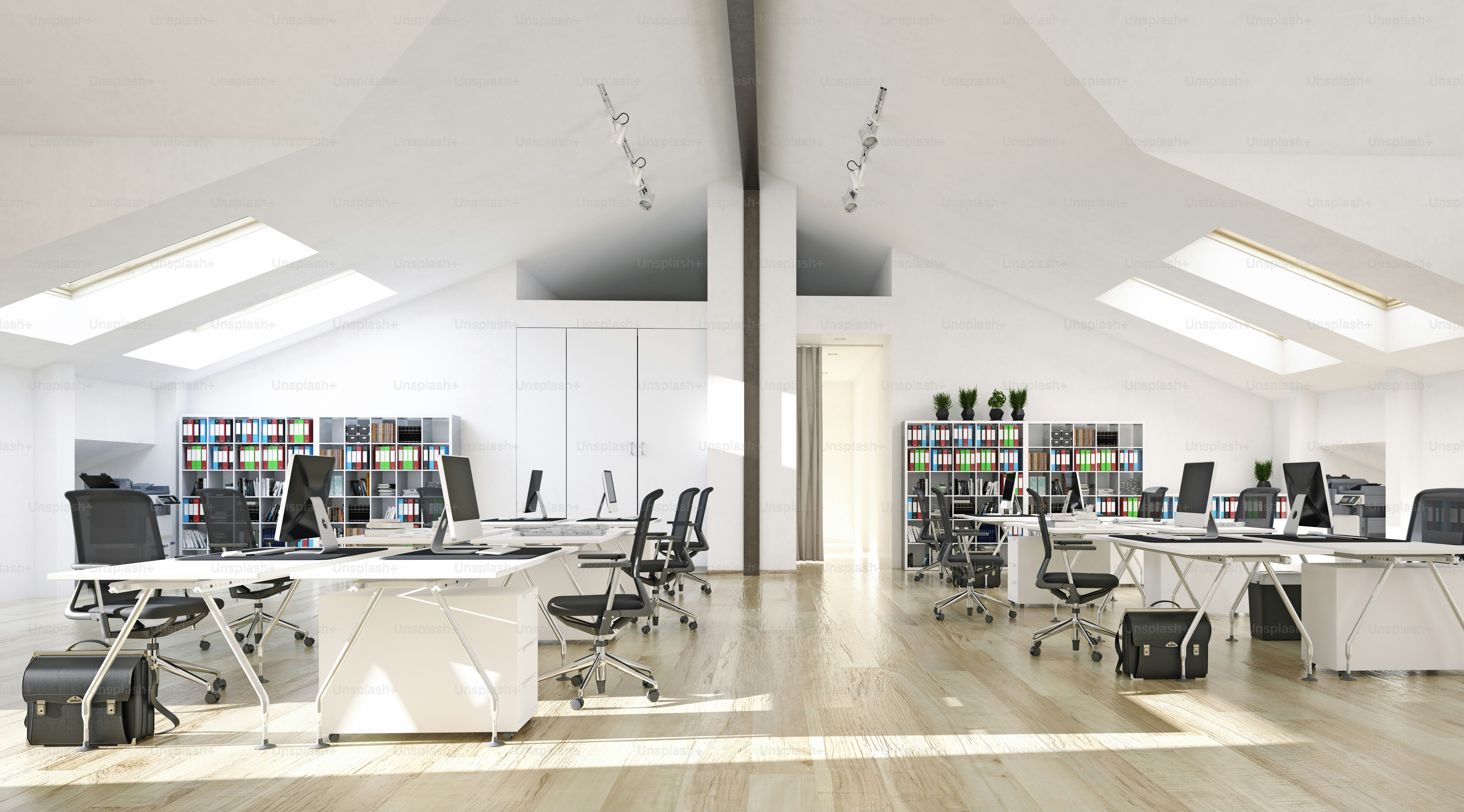 Contemporary office interior. 3d rendering design concept photo ...