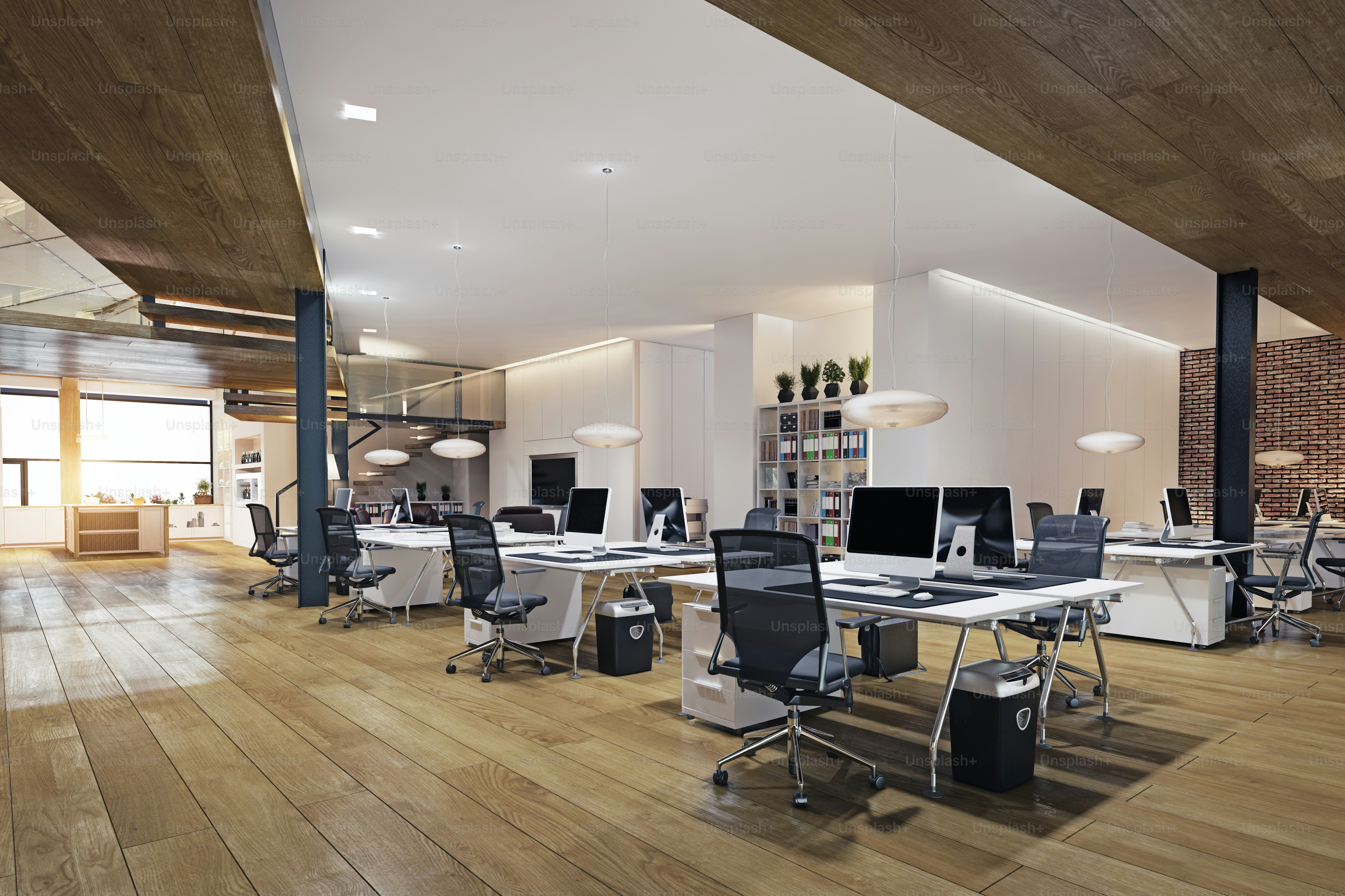 Contemporary office interior. 3d rendering design concept photo ...