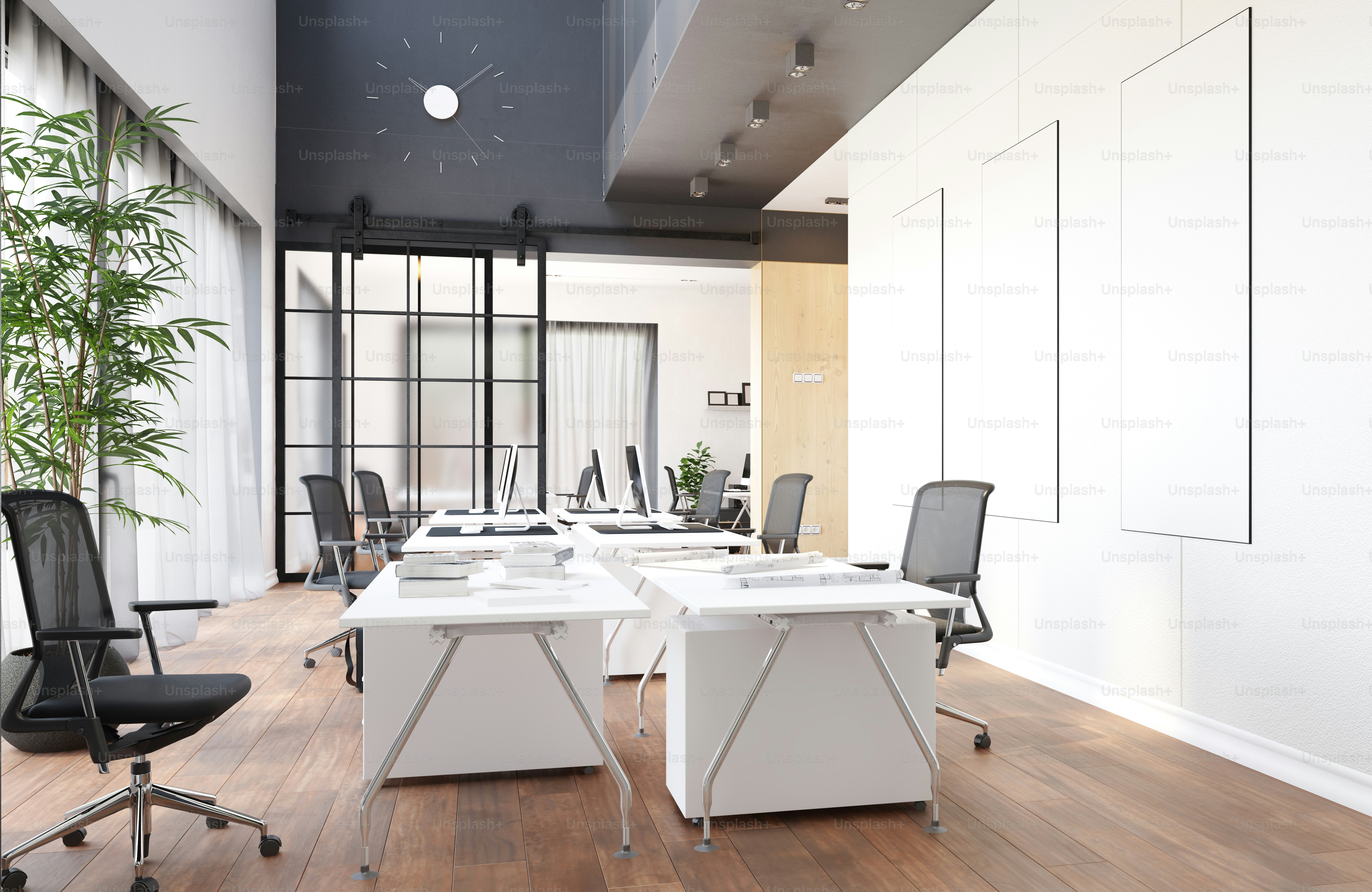 Modern office interior 3d design concept rendering photo – Business ...