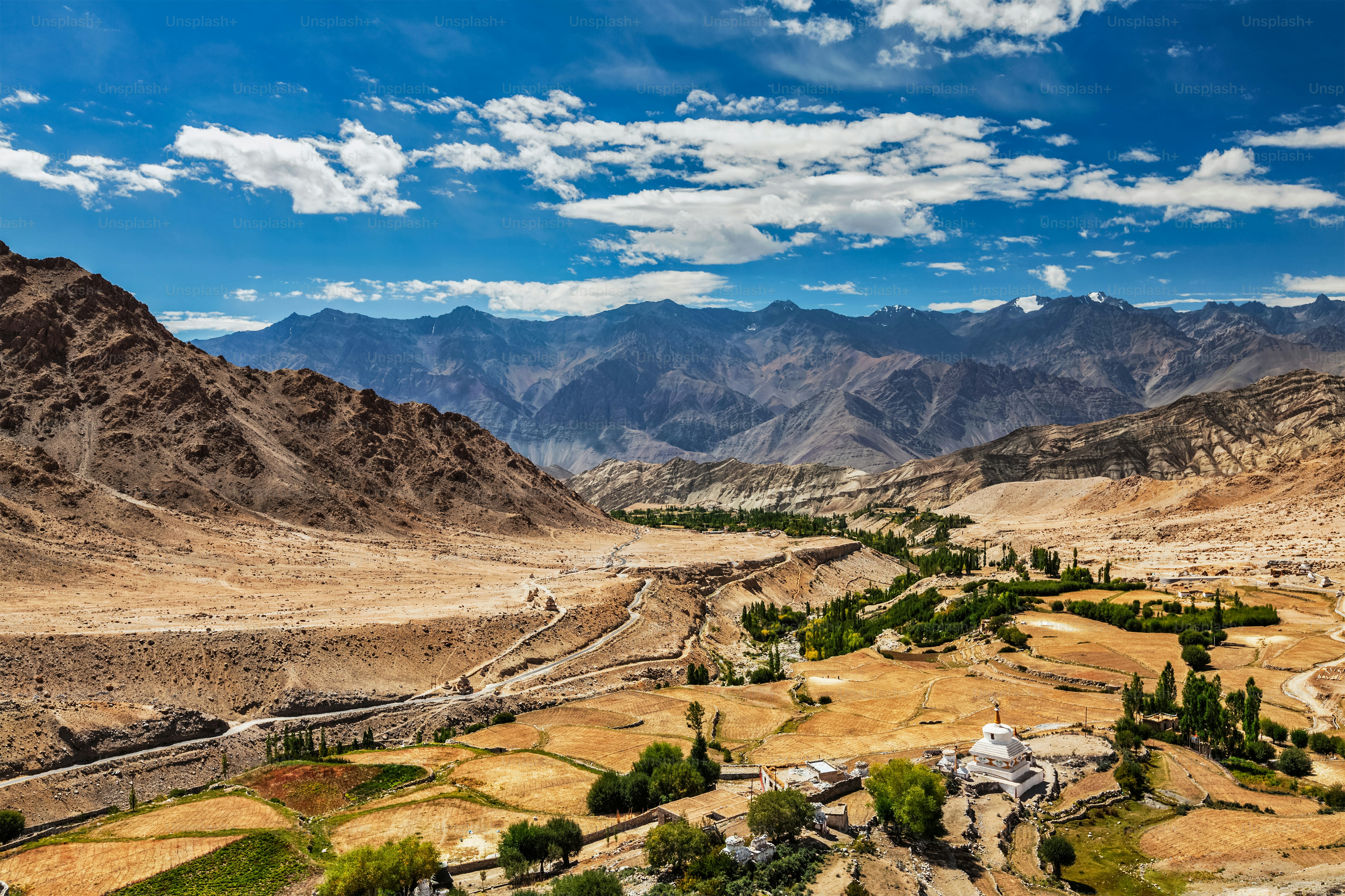 View of Indus valley in Himalayas near Likir. Ladakh, India photo ...
