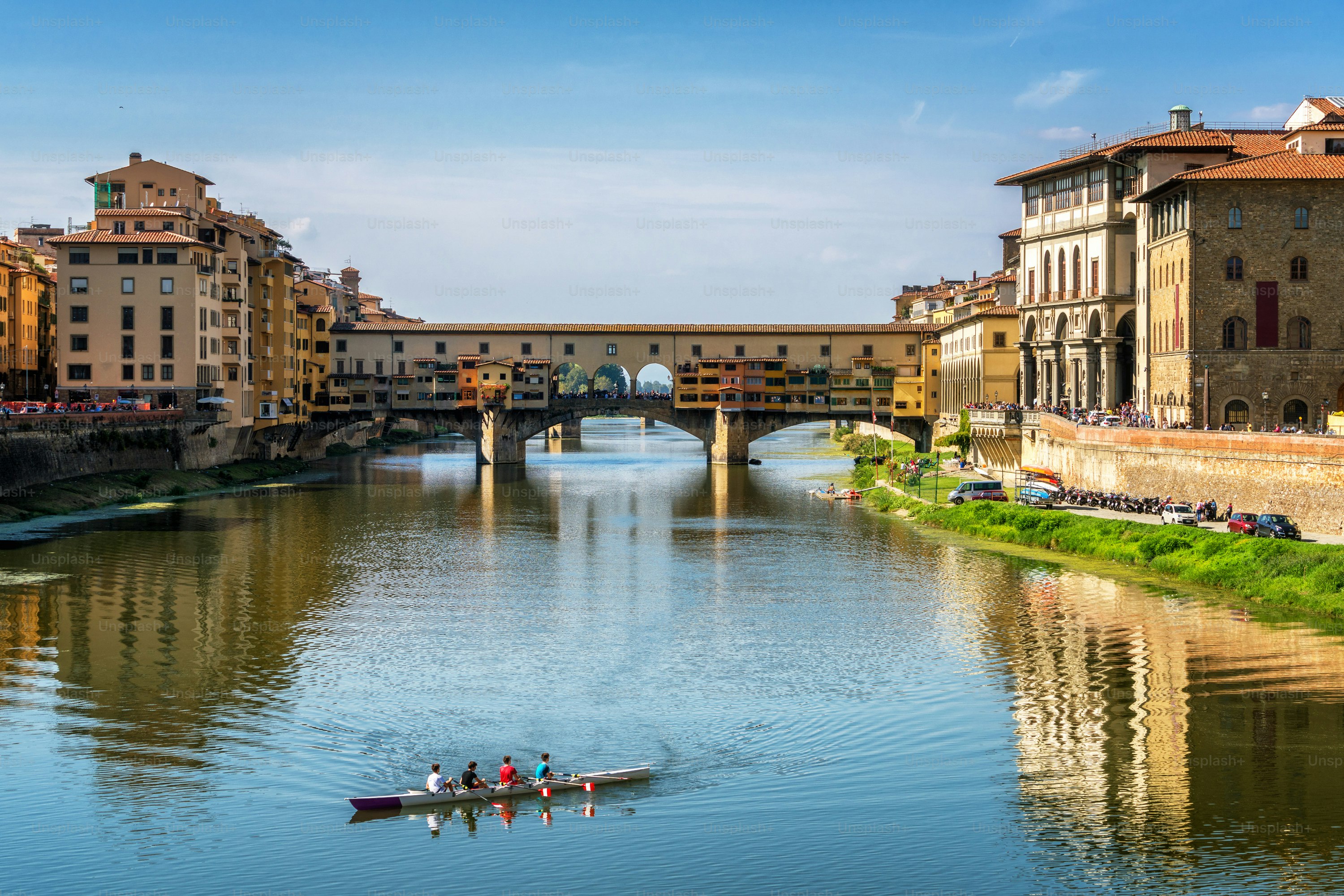 Florence Ponte Vecchio Bridge and City Skyline in Italy. Florence is ...