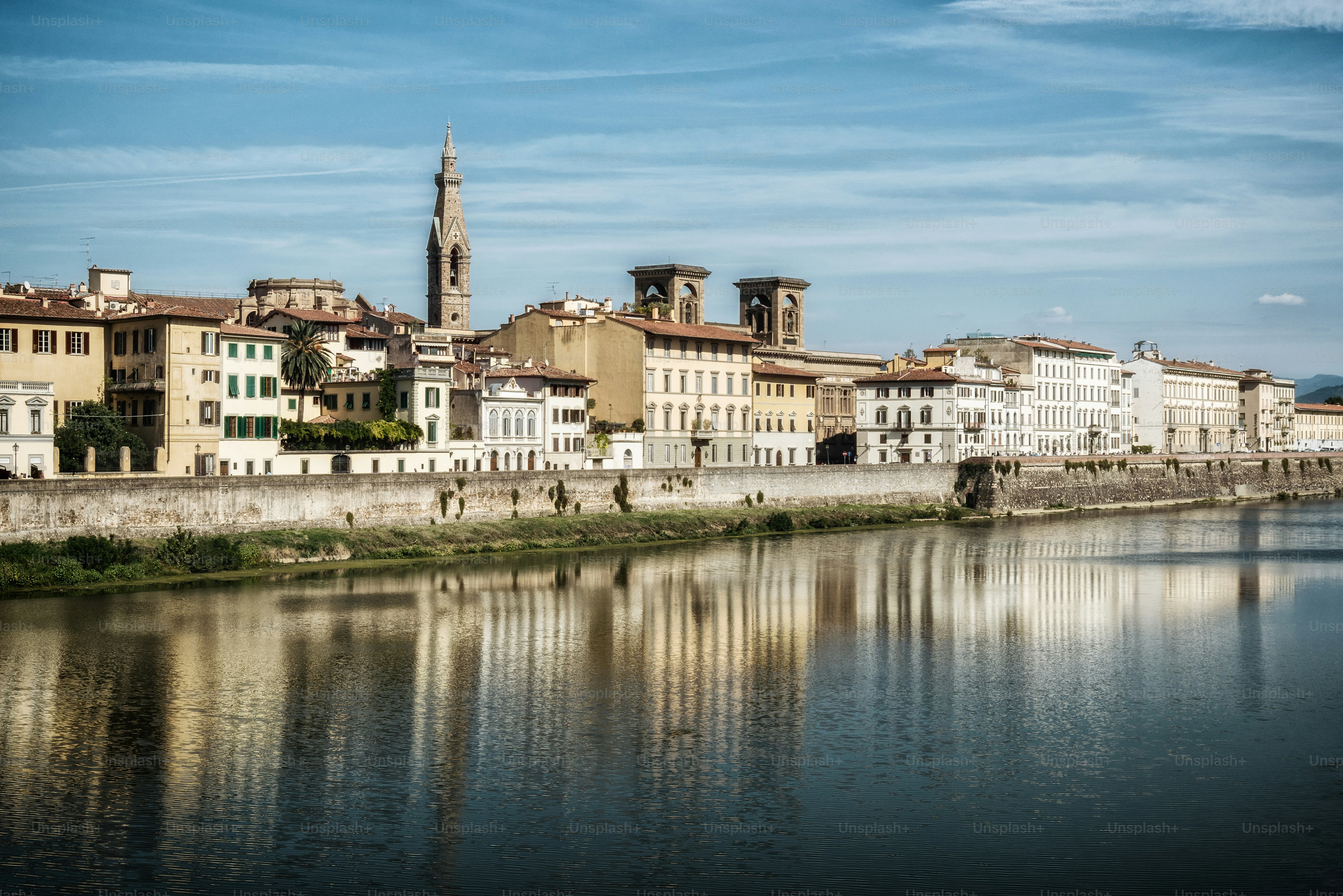 Florence Ponte Vecchio Bridge and City Skyline in Italy. Florence is ...