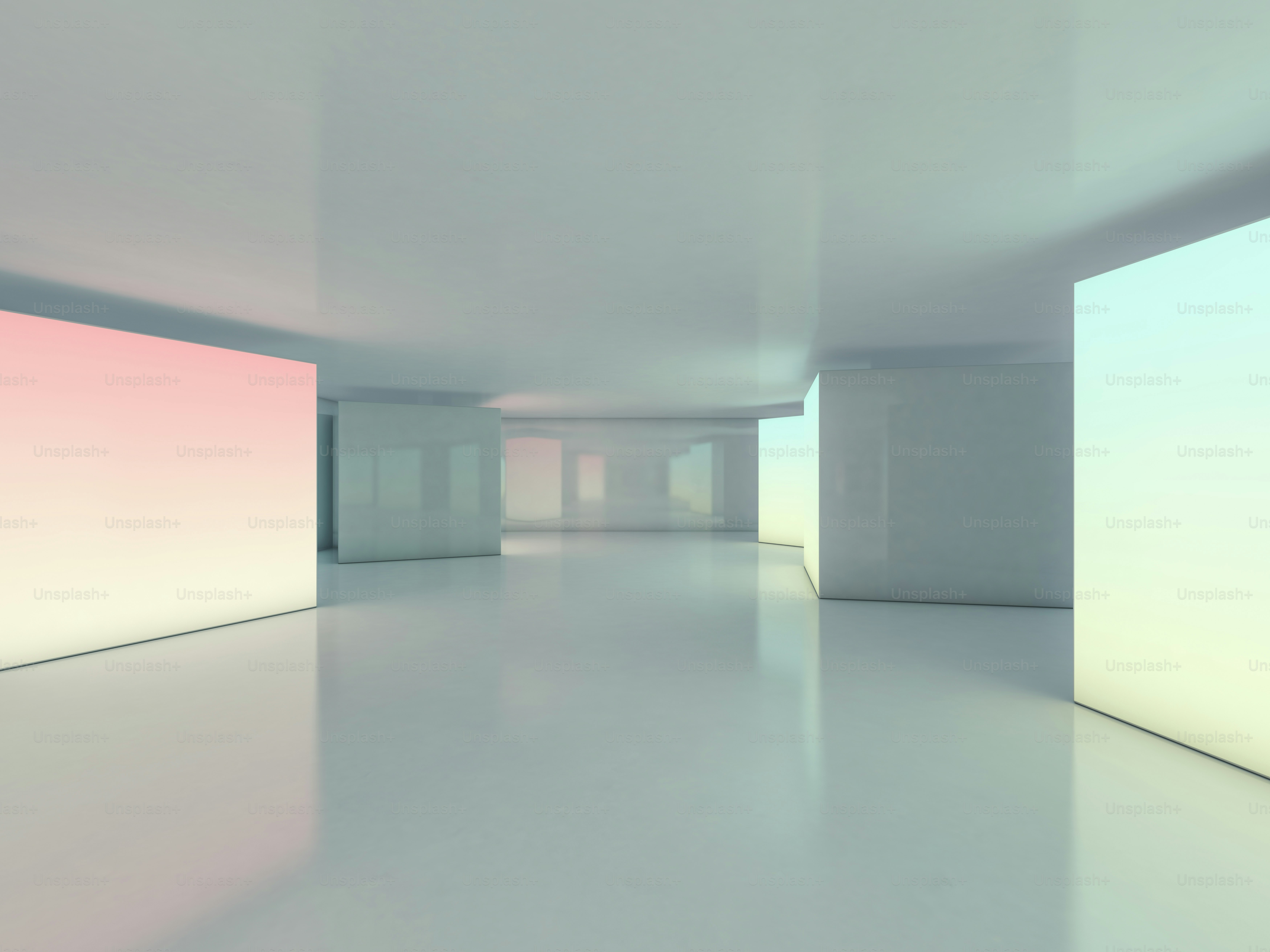 Abstract modern architecture background, empty open space interior. 3D ...