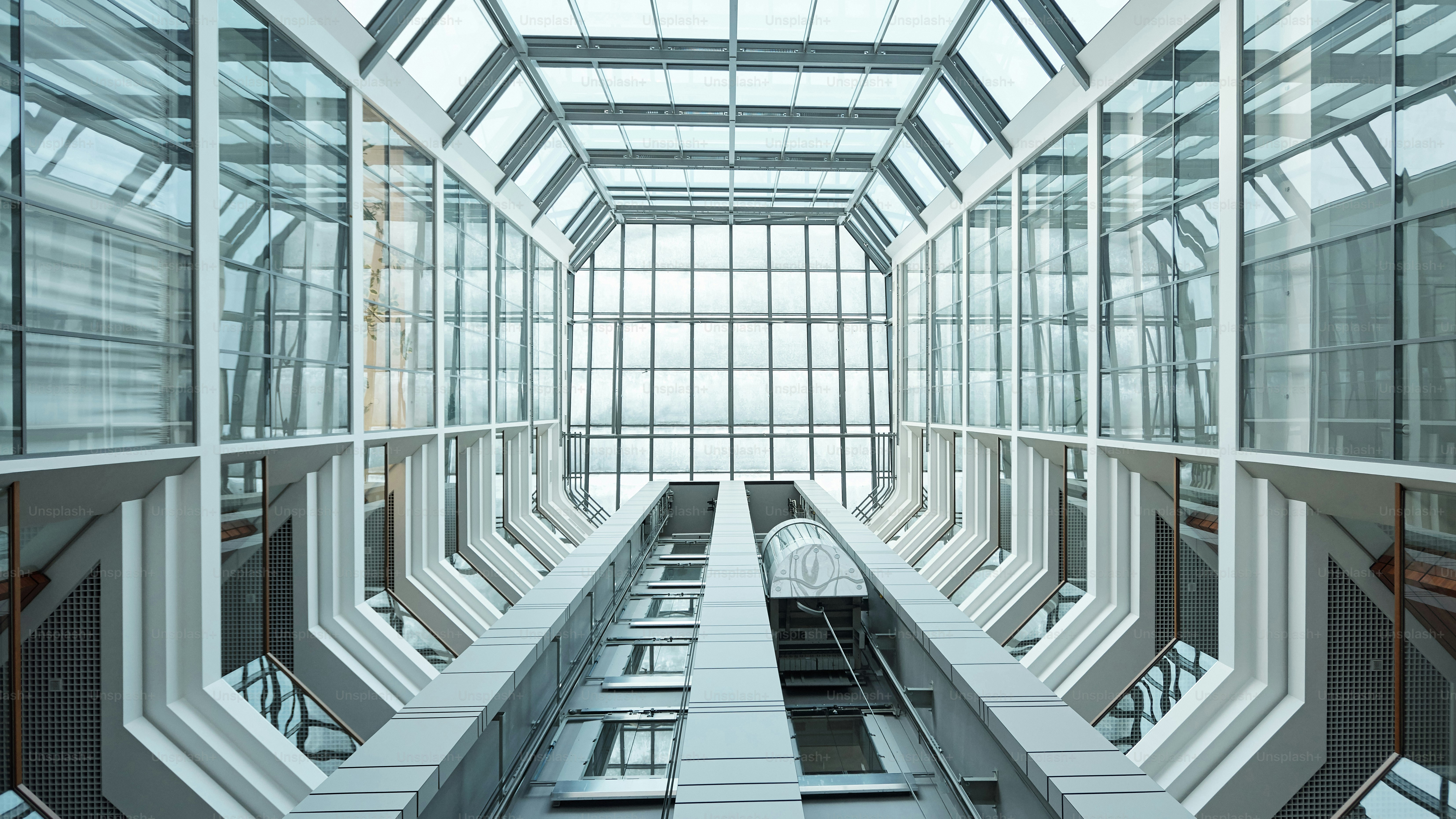 Part of interior of contemporary business center or office building ...