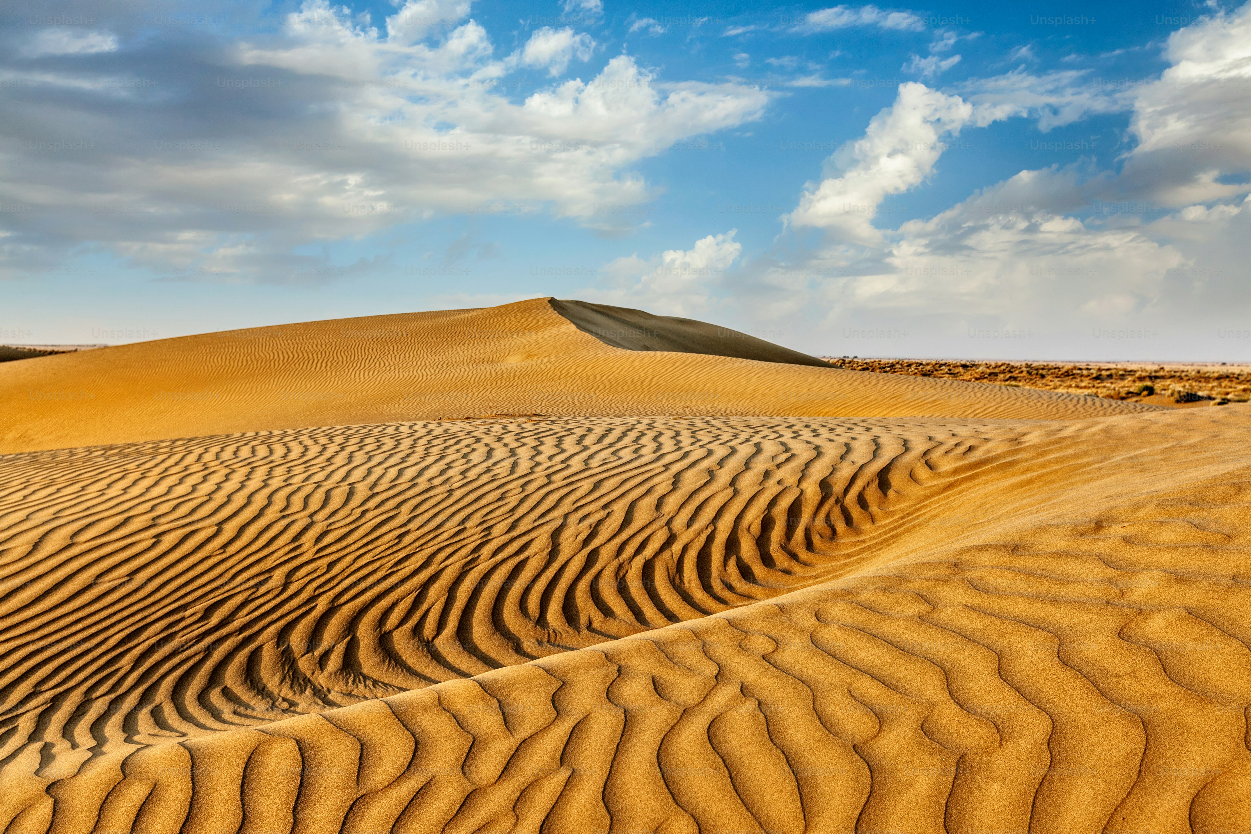 Dunes de sable Sam dans le désert du Thar. Rajasthan, Inde photo – Le ...