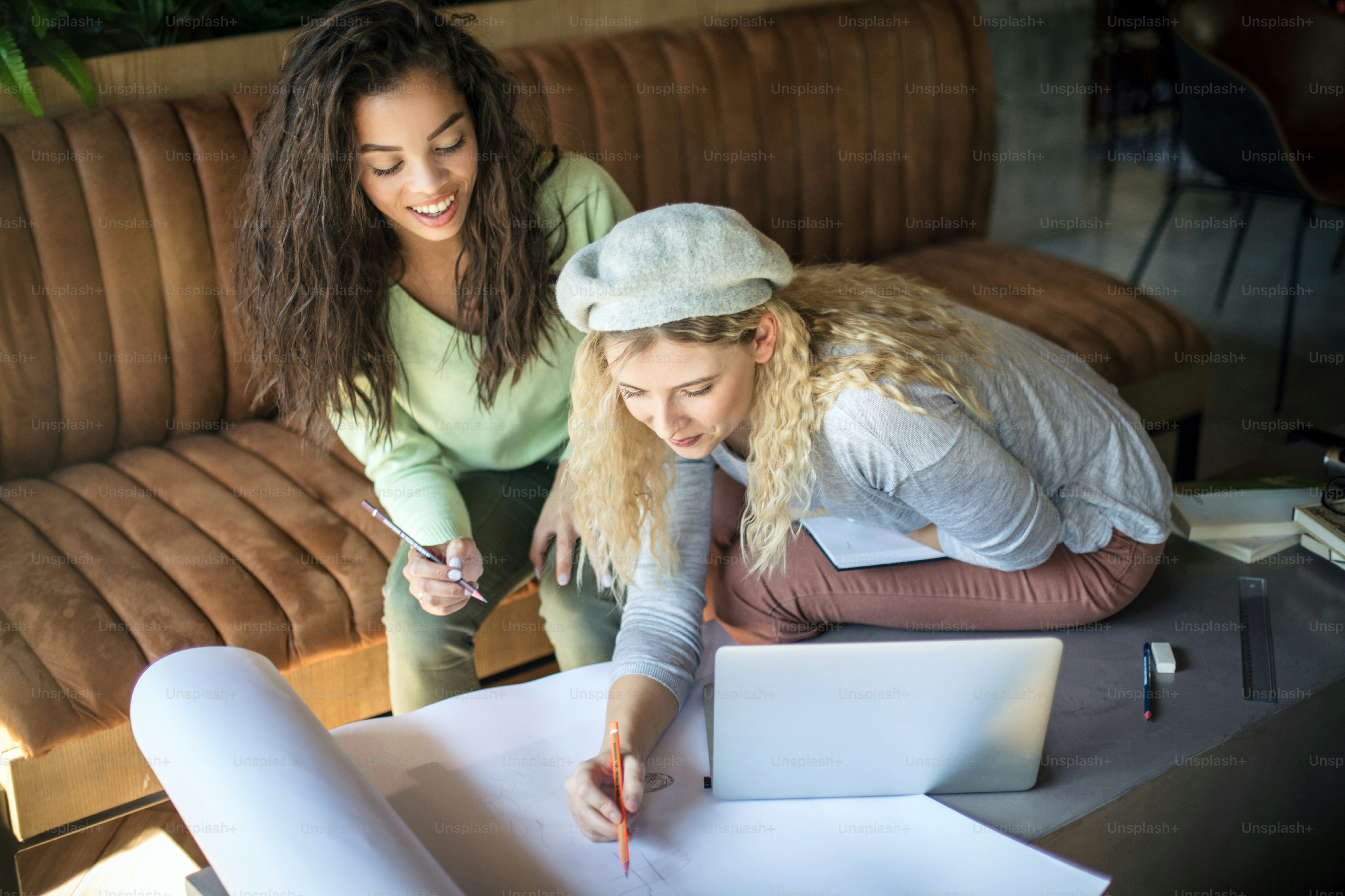 I think this will be perfect work. Two students girls learning together ...