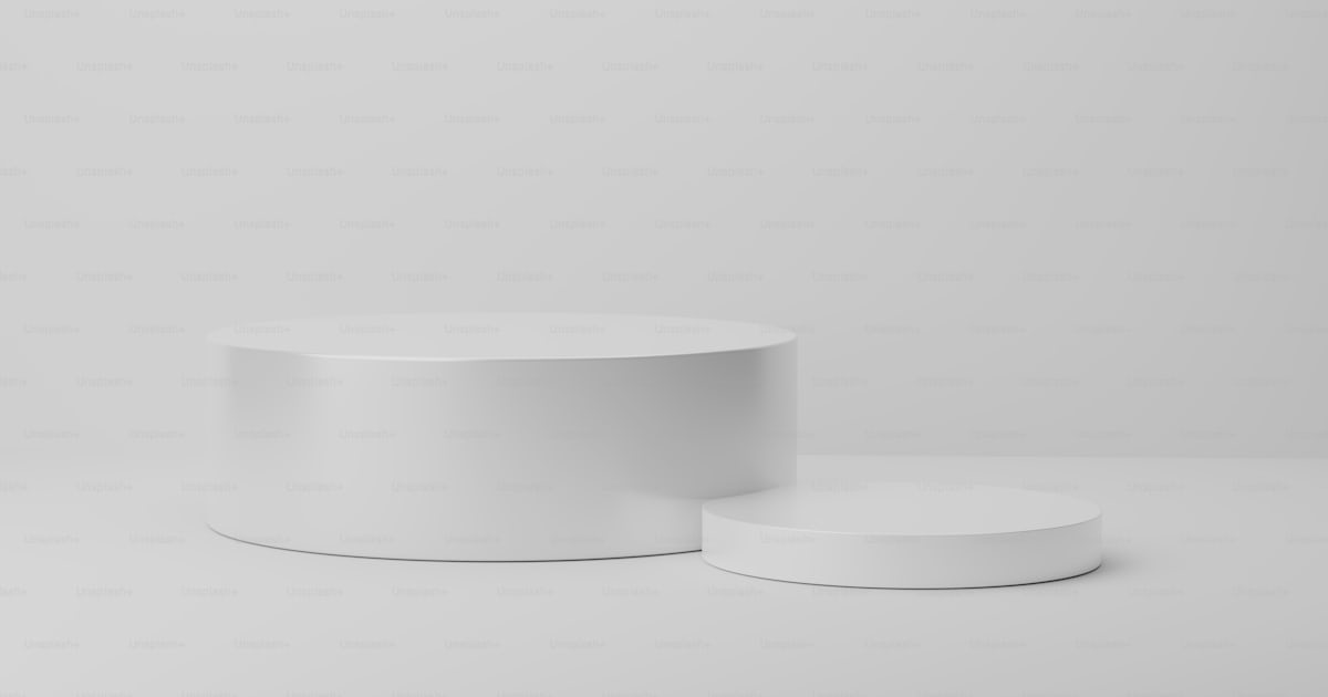 회색 배경에 밝은 원형 연단의 3d 렌더링 둥근 받침대가 있는 추상적인 배경 제품을 보여주기 위한 빈 무대 사진