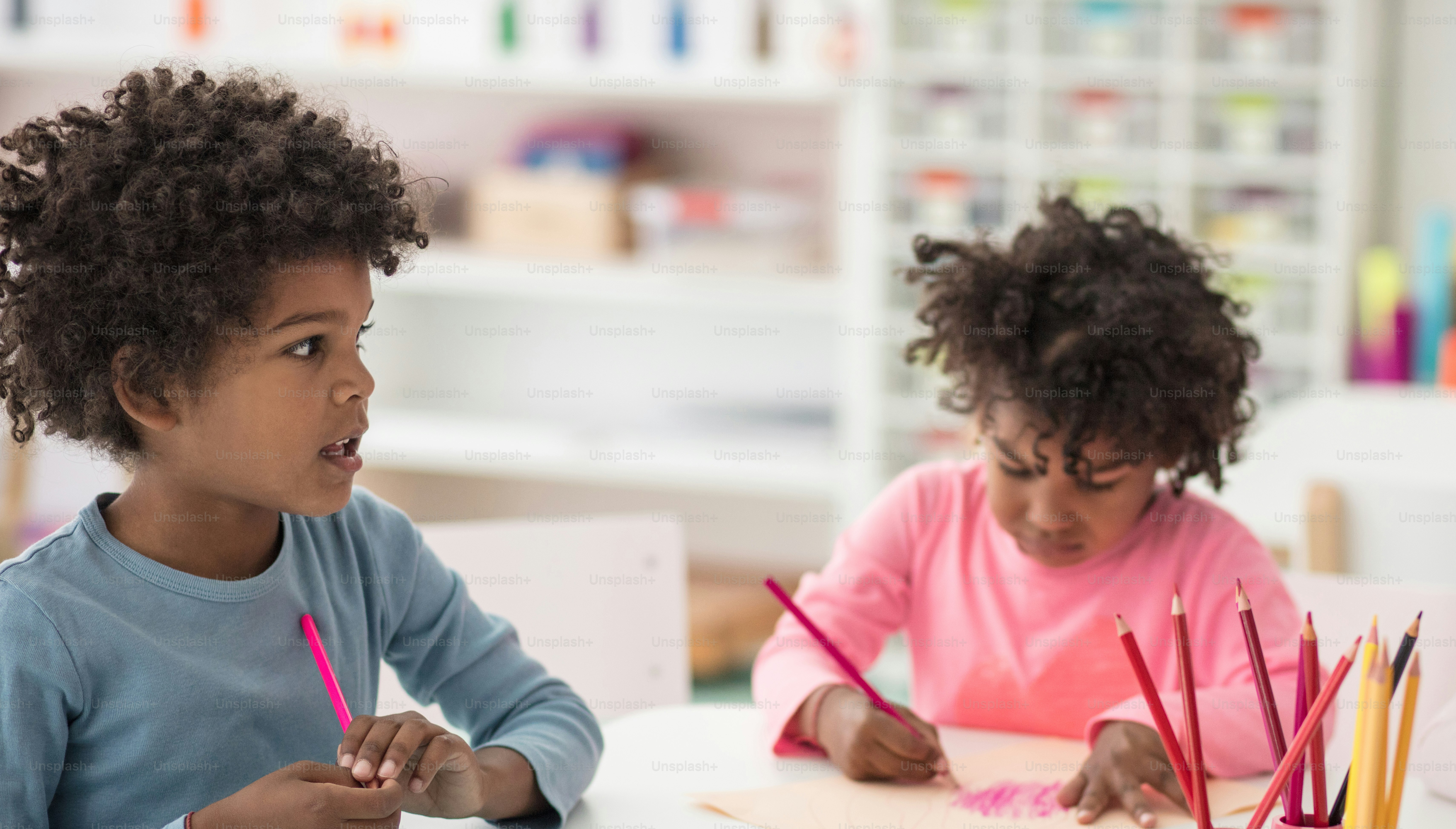 We going to draw today. Children in preschool. photo – Serbia Image on ...