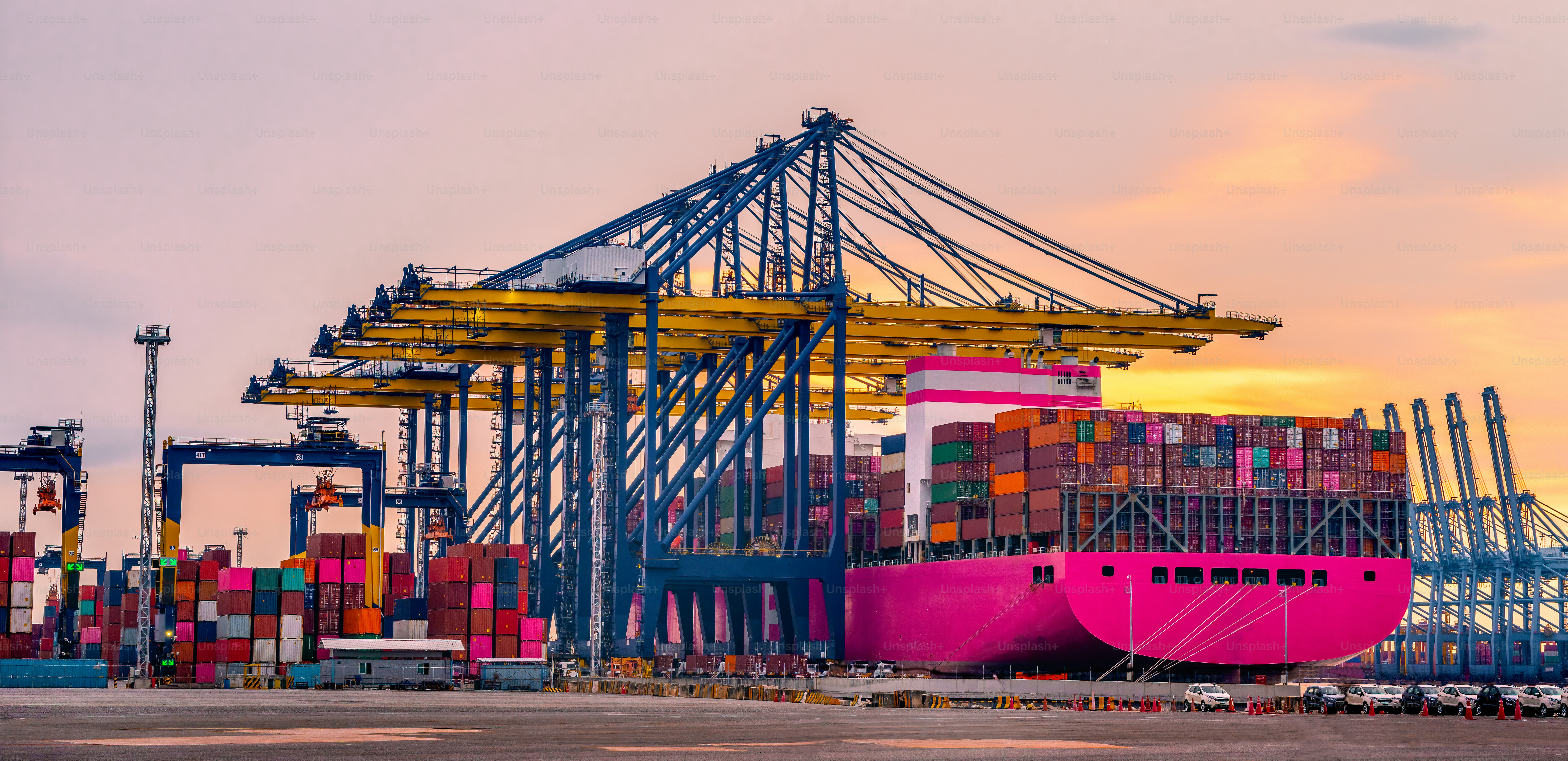 Container dock crane construction shipment terminal in the port of ...