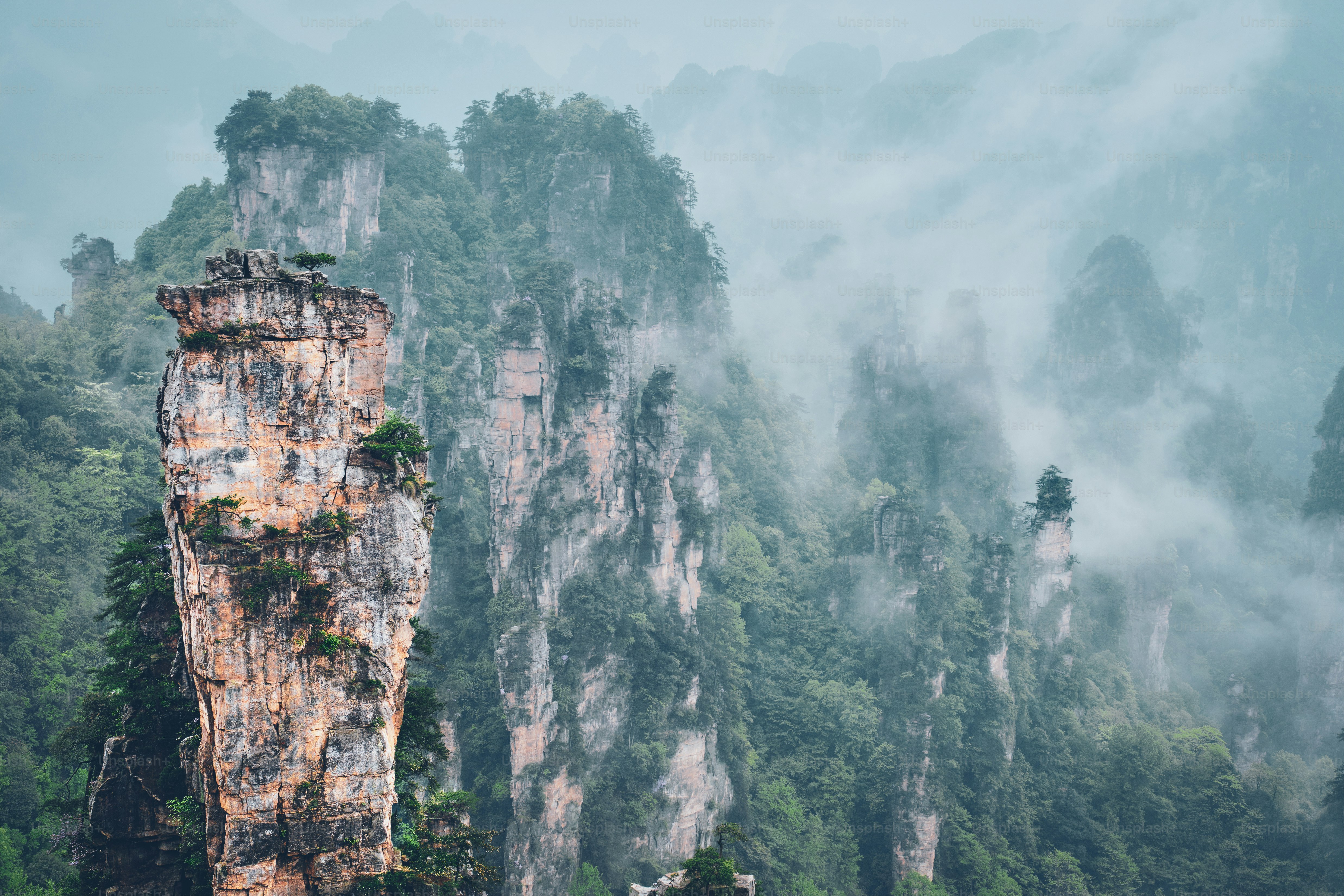 Famous tourist attraction of China - Zhangjiajie stone pillars cliff ...