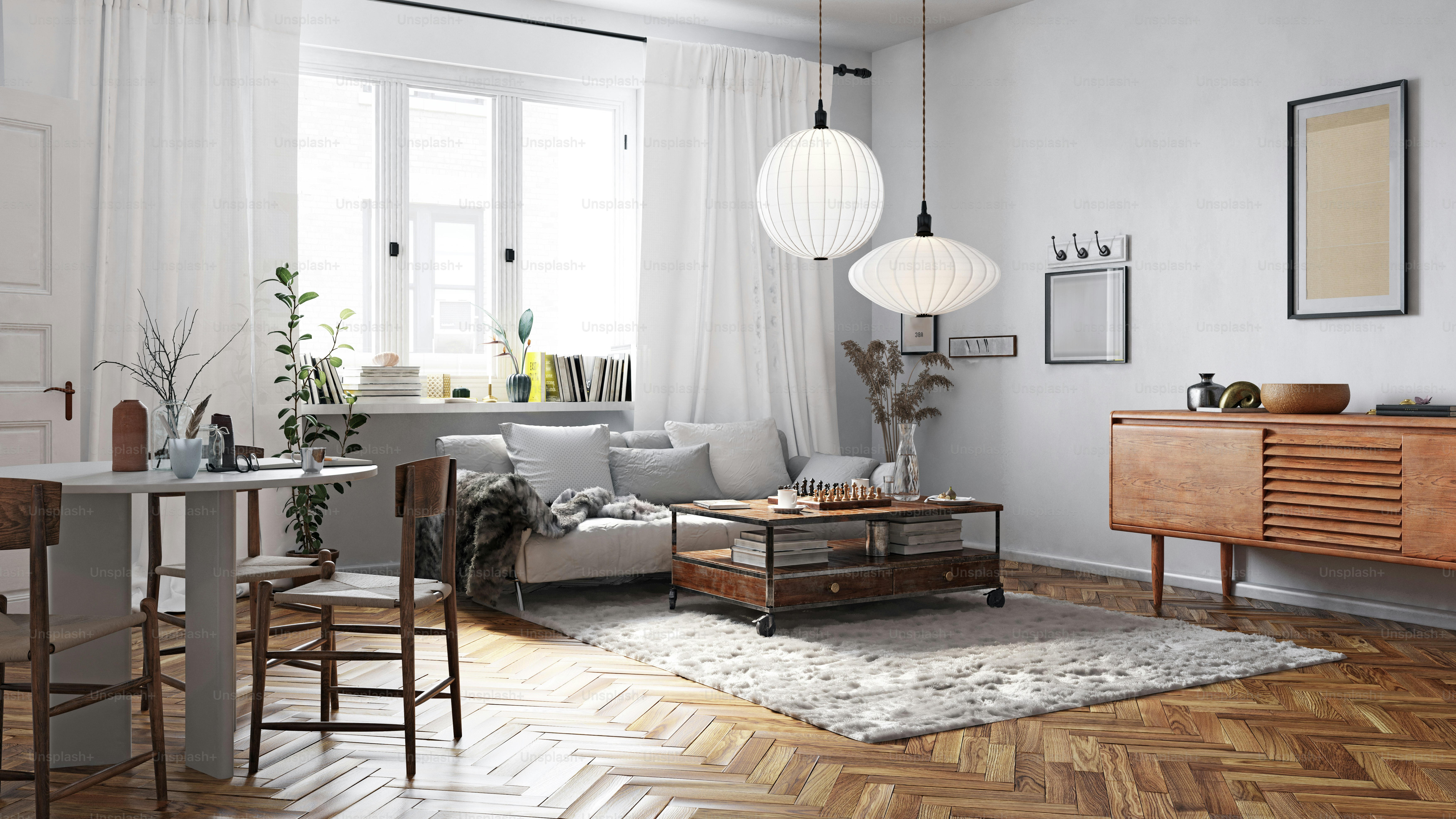 Modern living interior design. 3d concept illustration photo – House ...