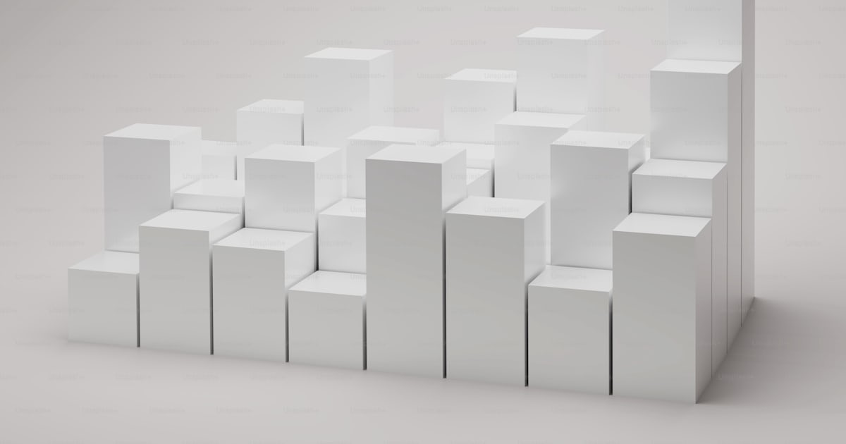 큐브 배경의 3d 렌더링 흰색 배경에 기하학적 사각형 블록입니다 미래 추상적 인 배경 사진 Unsplash의 그래프 이미지