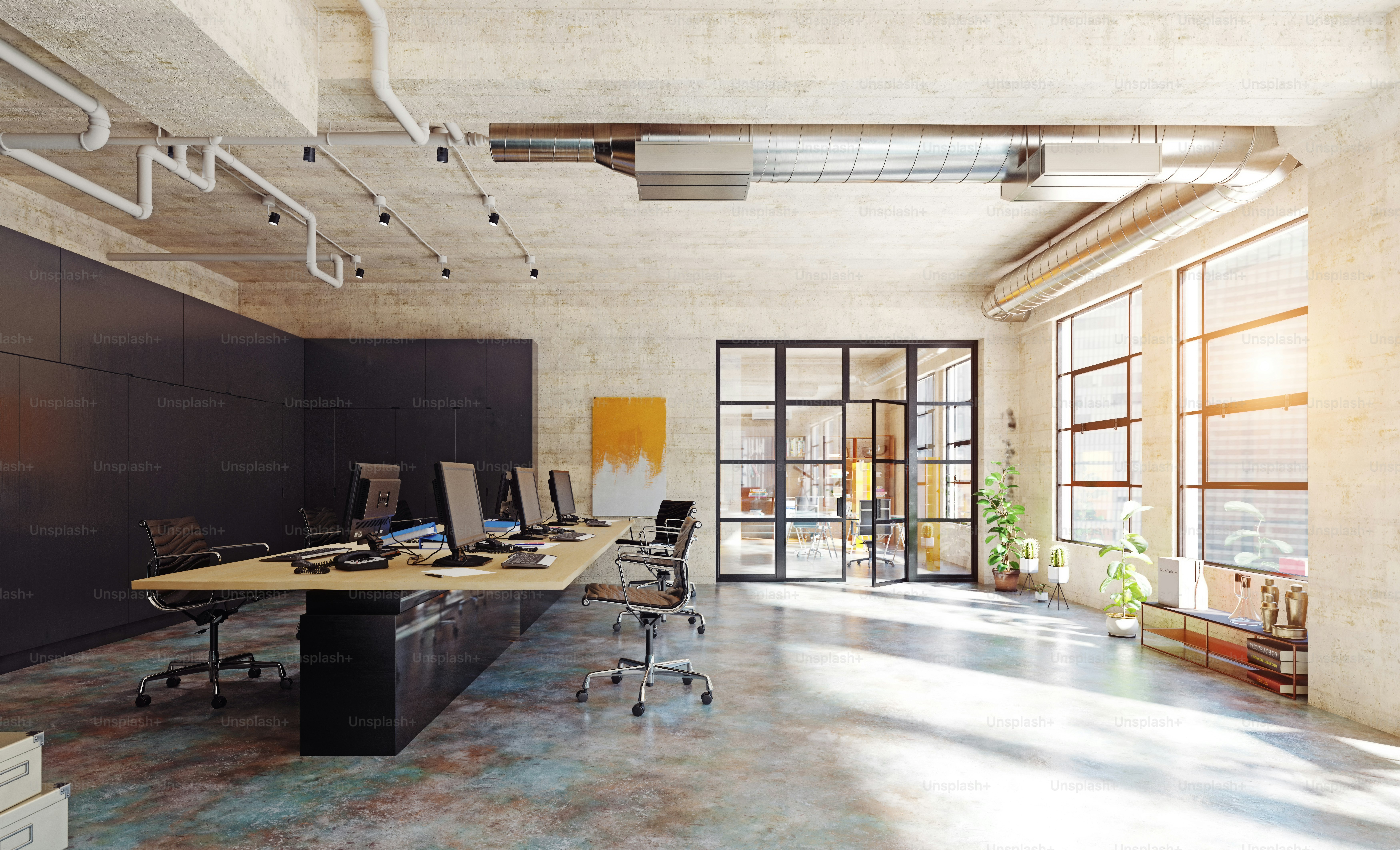 Modern loft office interior, 3d rendering business concept design photo – Indoors Image on Unsplash