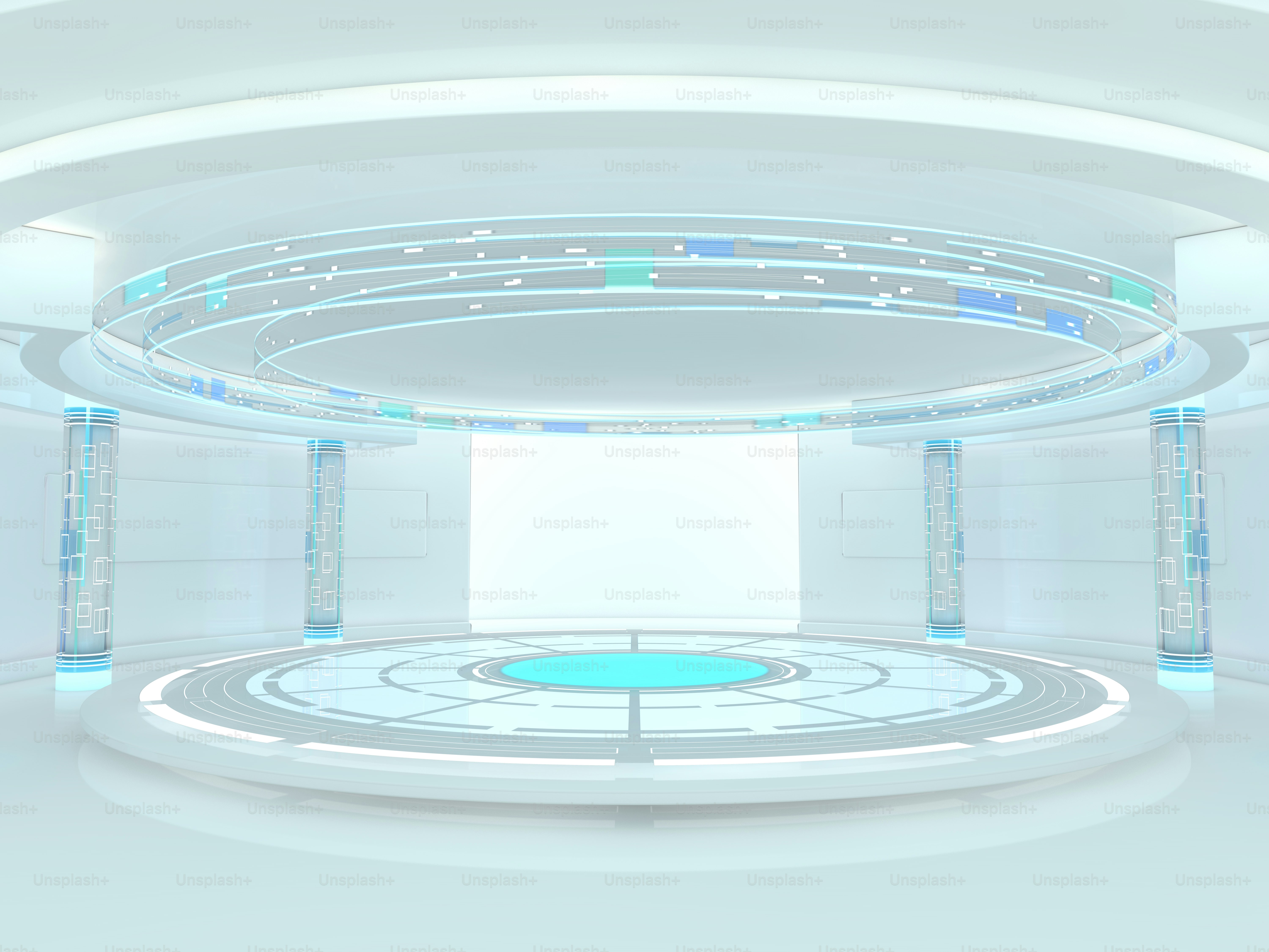 Abstract modern architecture background, empty open space interior. 3D ...