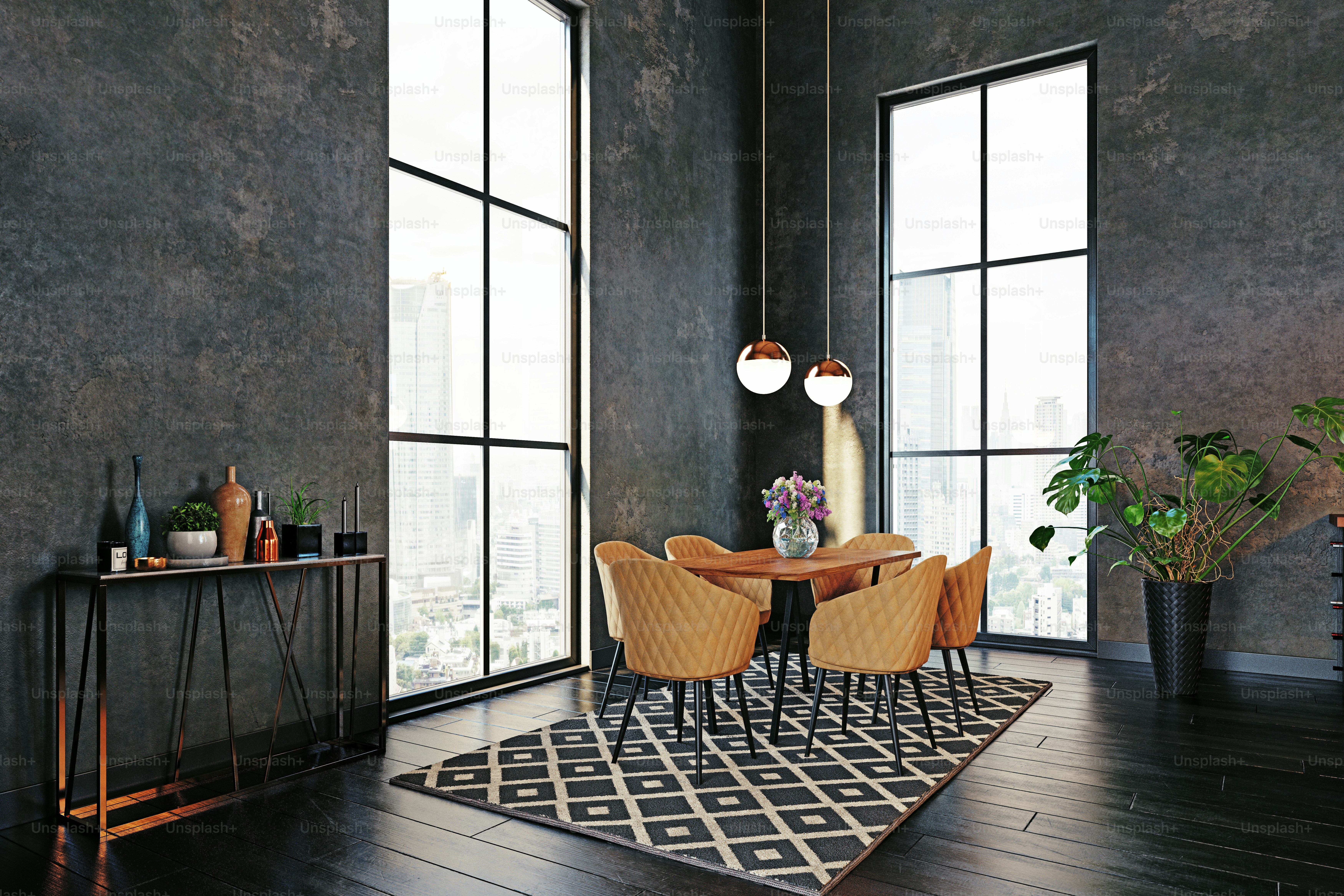 Modern living interior design concept. 3d rendering idea. photo ...