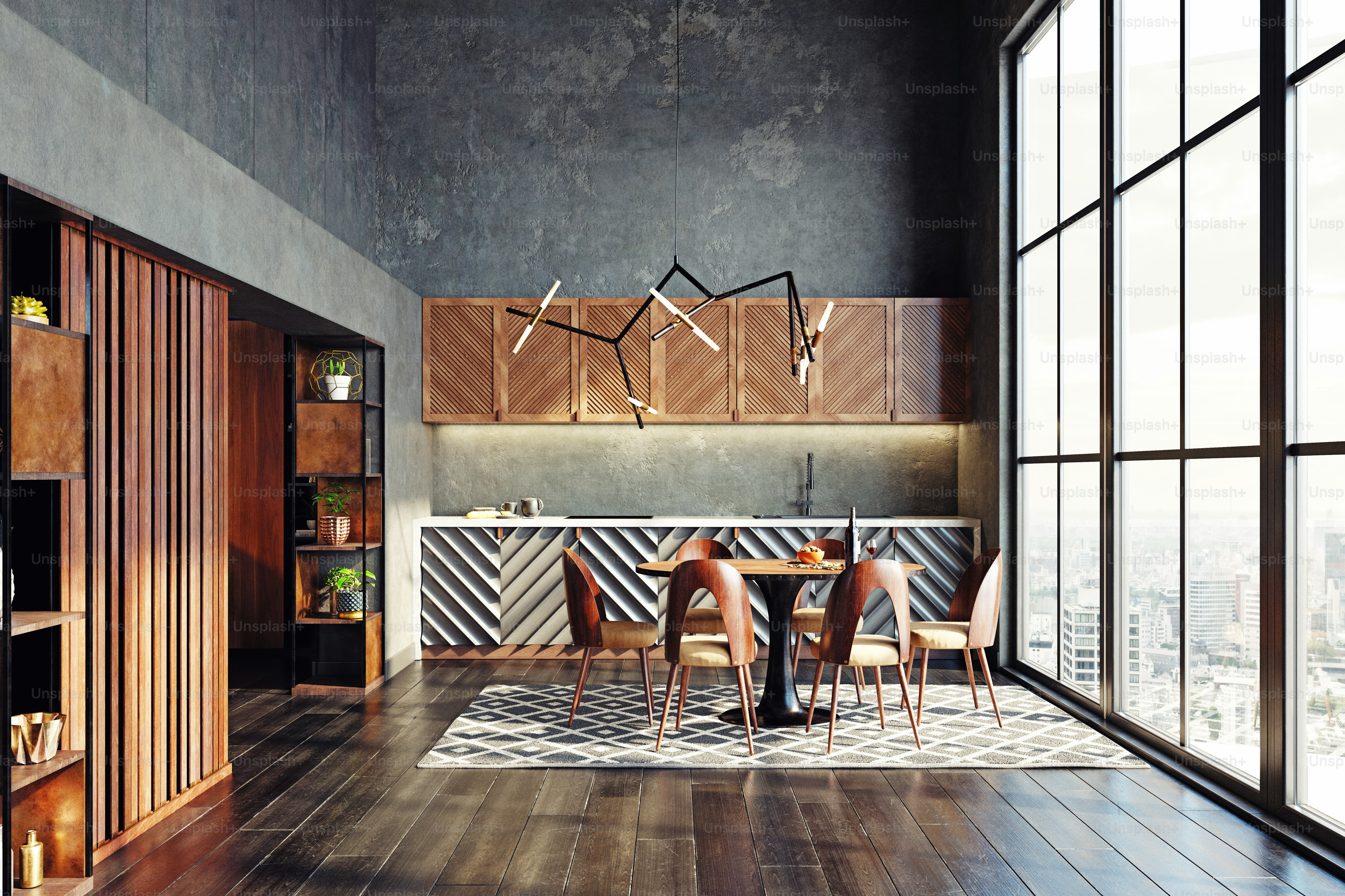 Modern living interior design concept. 3d rendering idea. photo ...