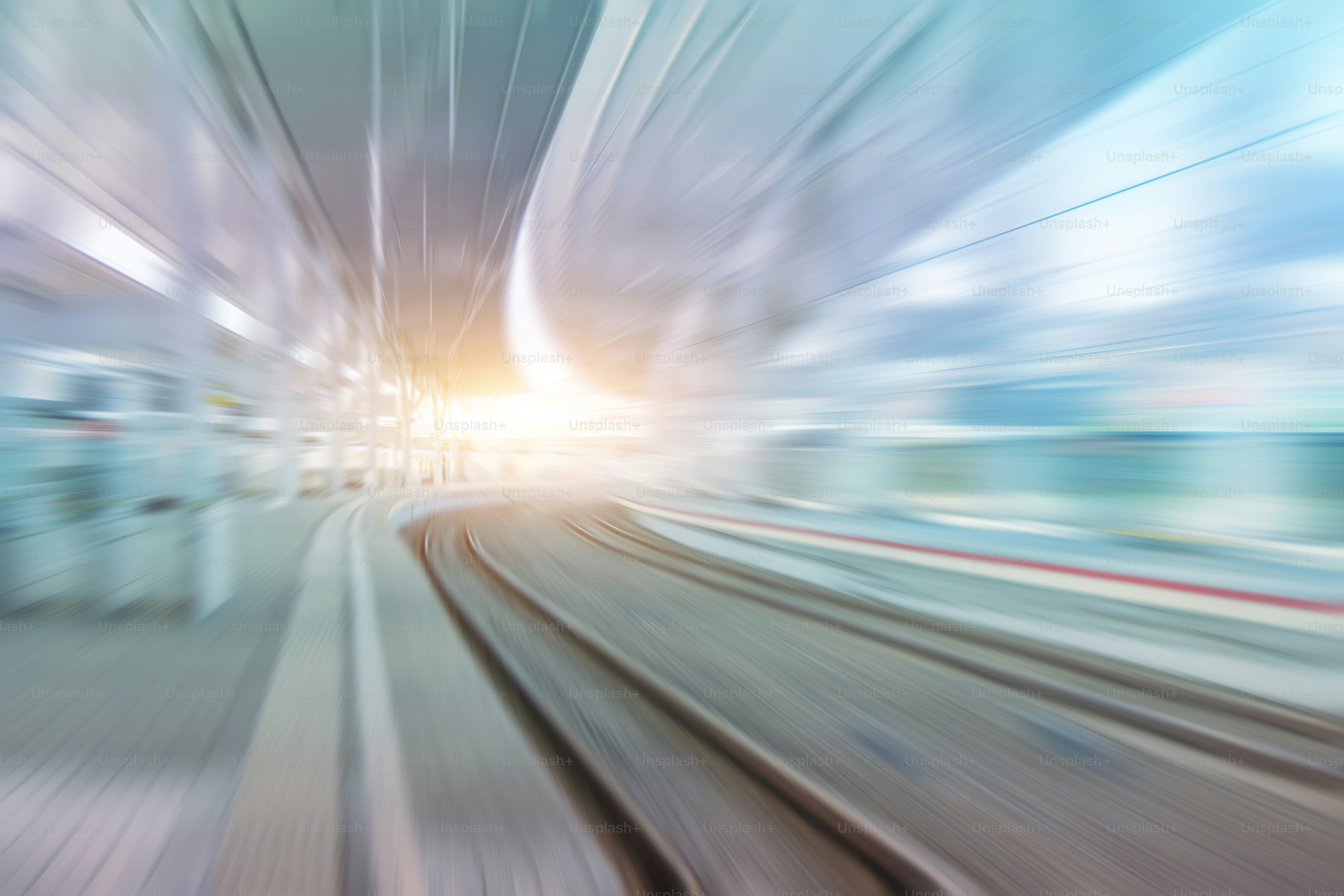 High speed abstract track turn of motion light for background photo ...