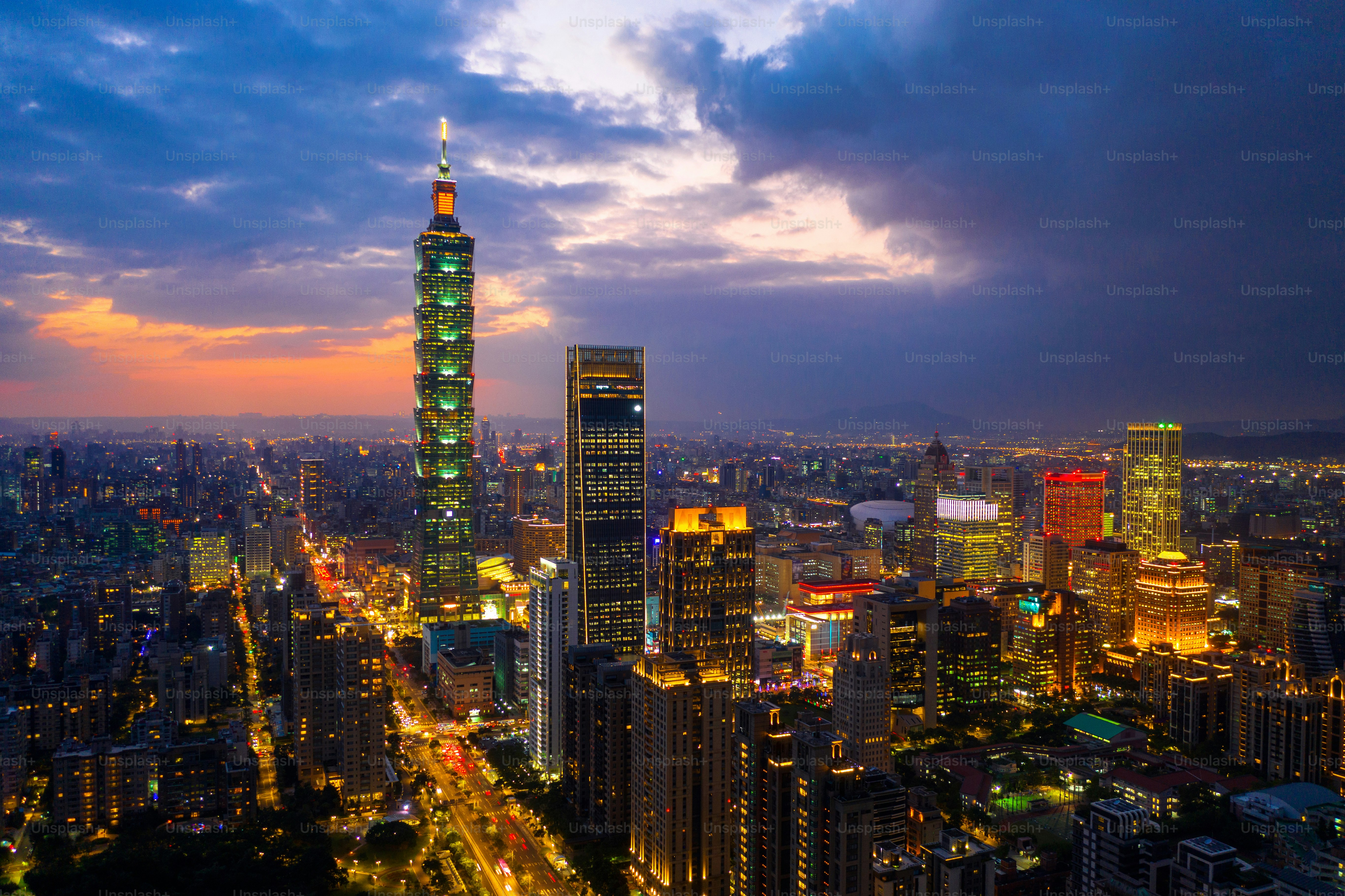Taiwan skyline, Beautiful cityscape at sunset. photo – Taiwan Image on ...