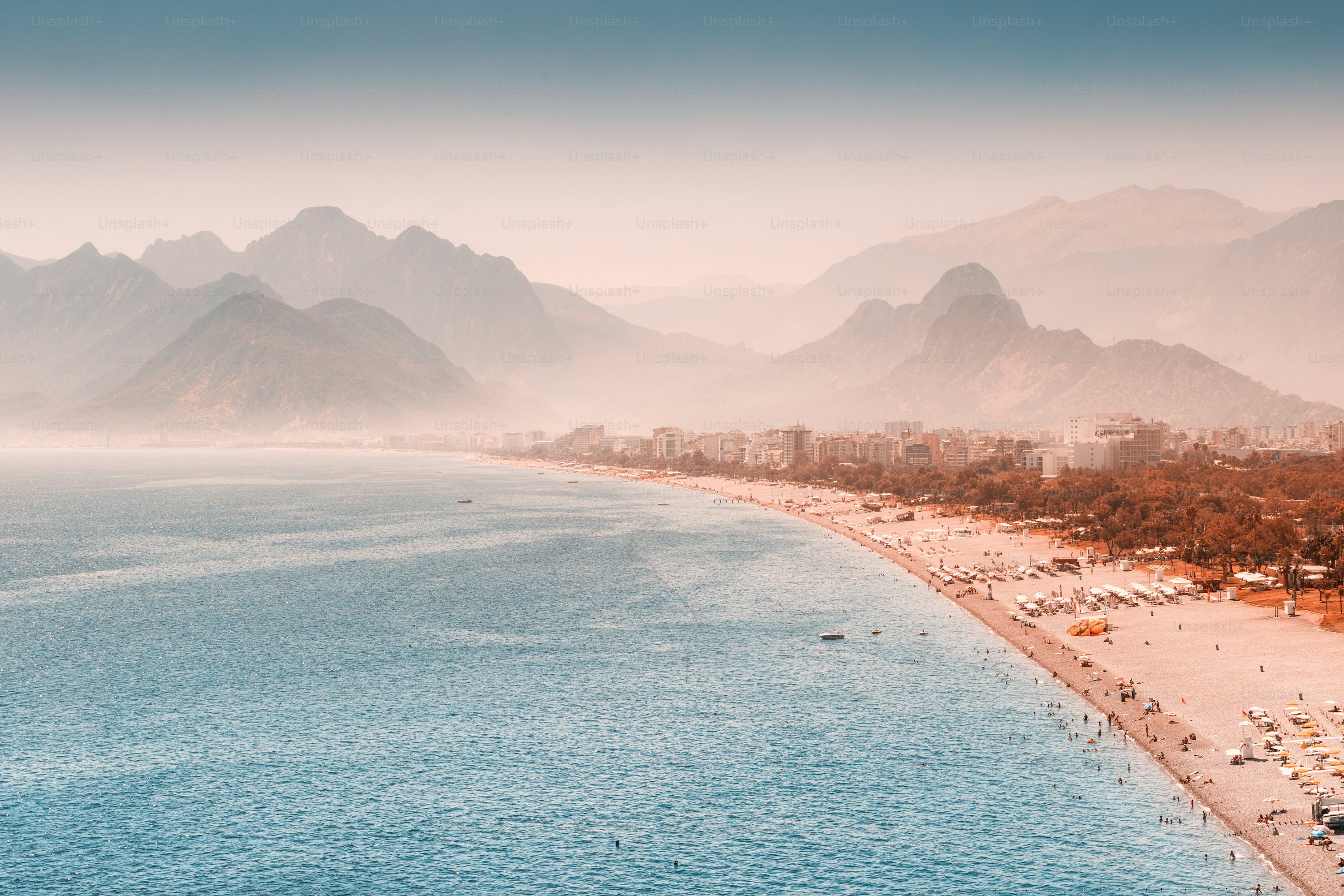 Aerial view of the famous longest Konyaalti beach in Antalya. Vacation ... Aerial view of the famous longest Konyaalti beach in Antalya. Vacation ...