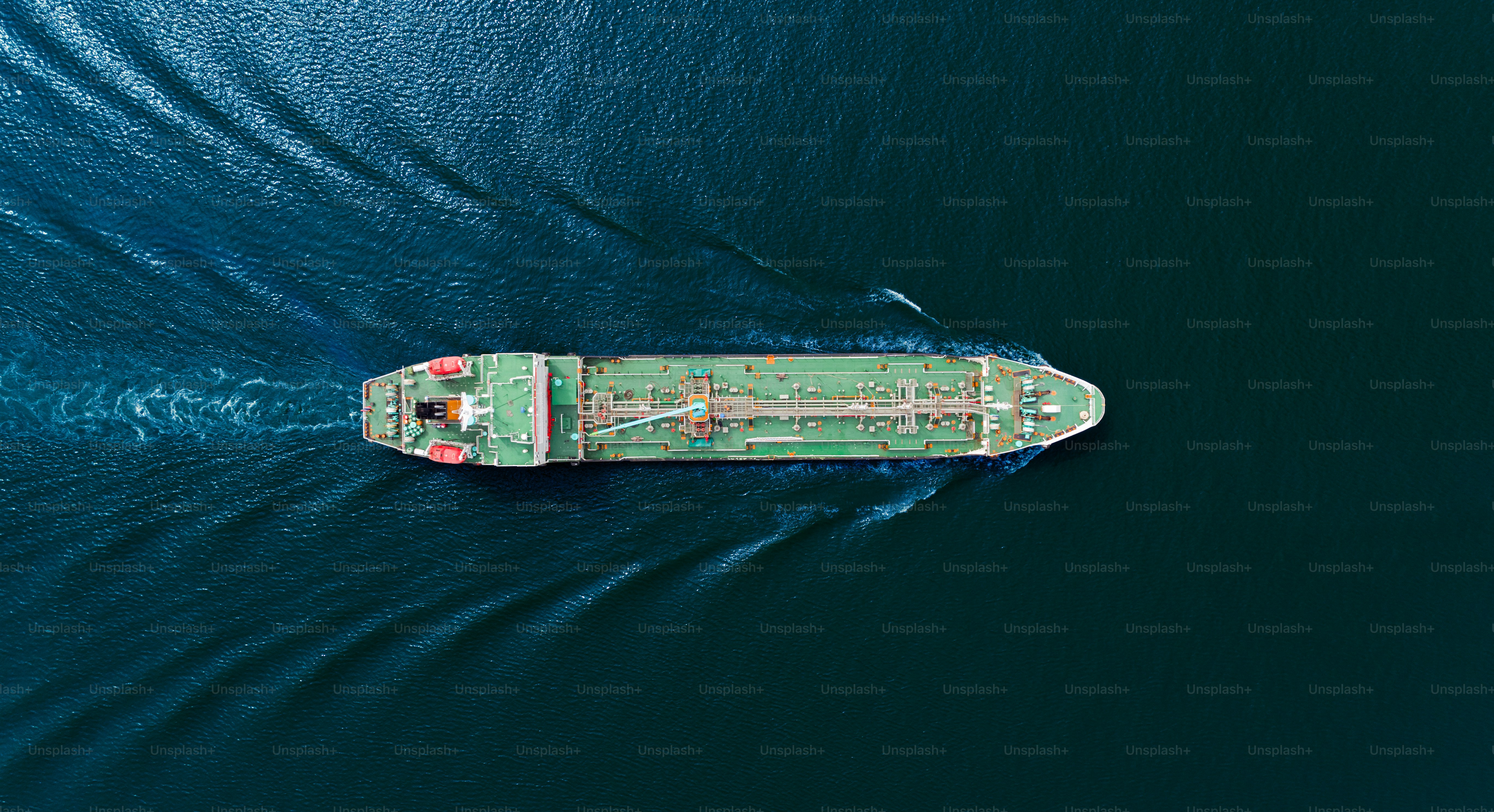Aerial top view Oil ship tanker for transportation oil from refinery on ...
