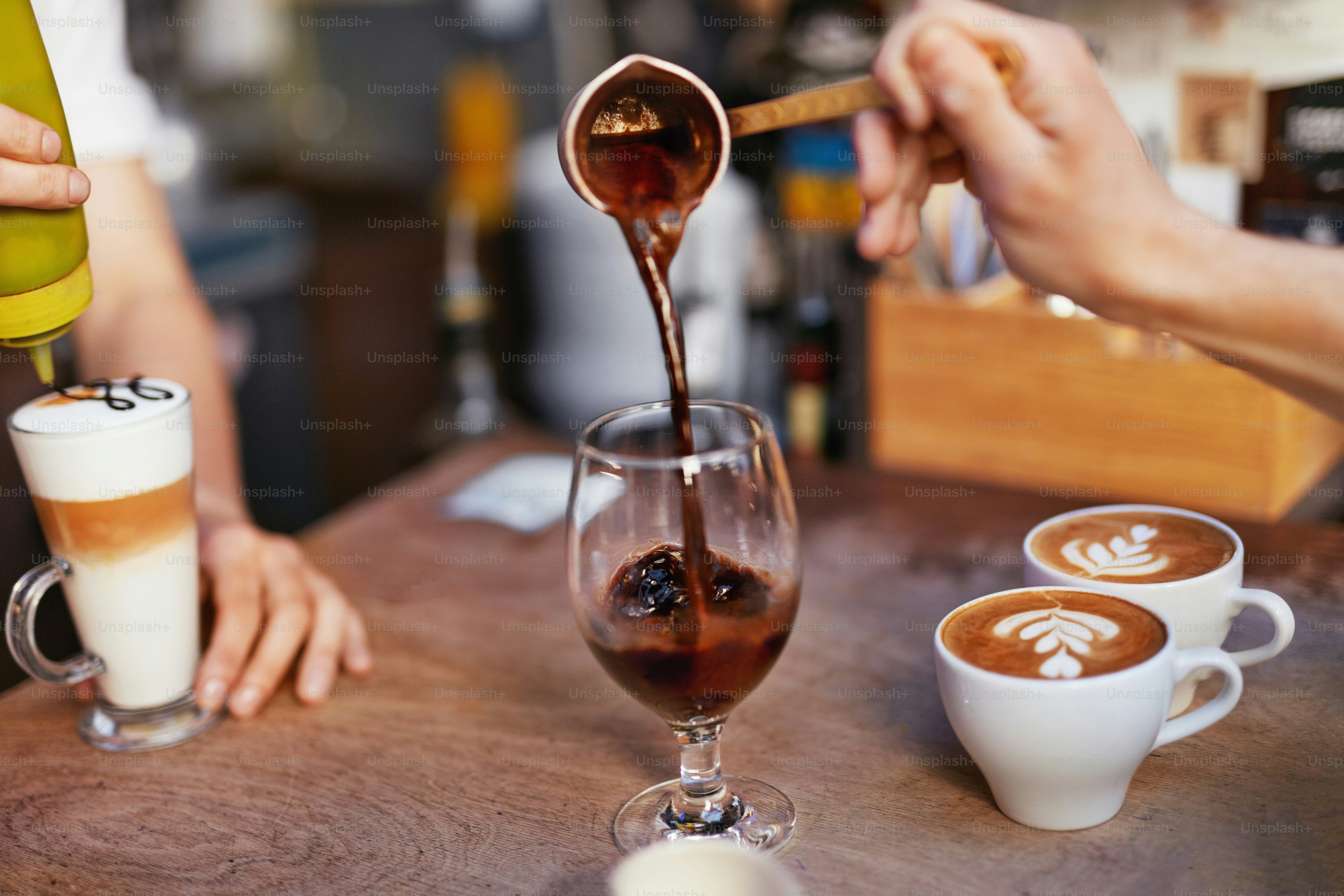 Coffee Preparation In Coffee Shop. Serving Coffee In Cafe. High ...