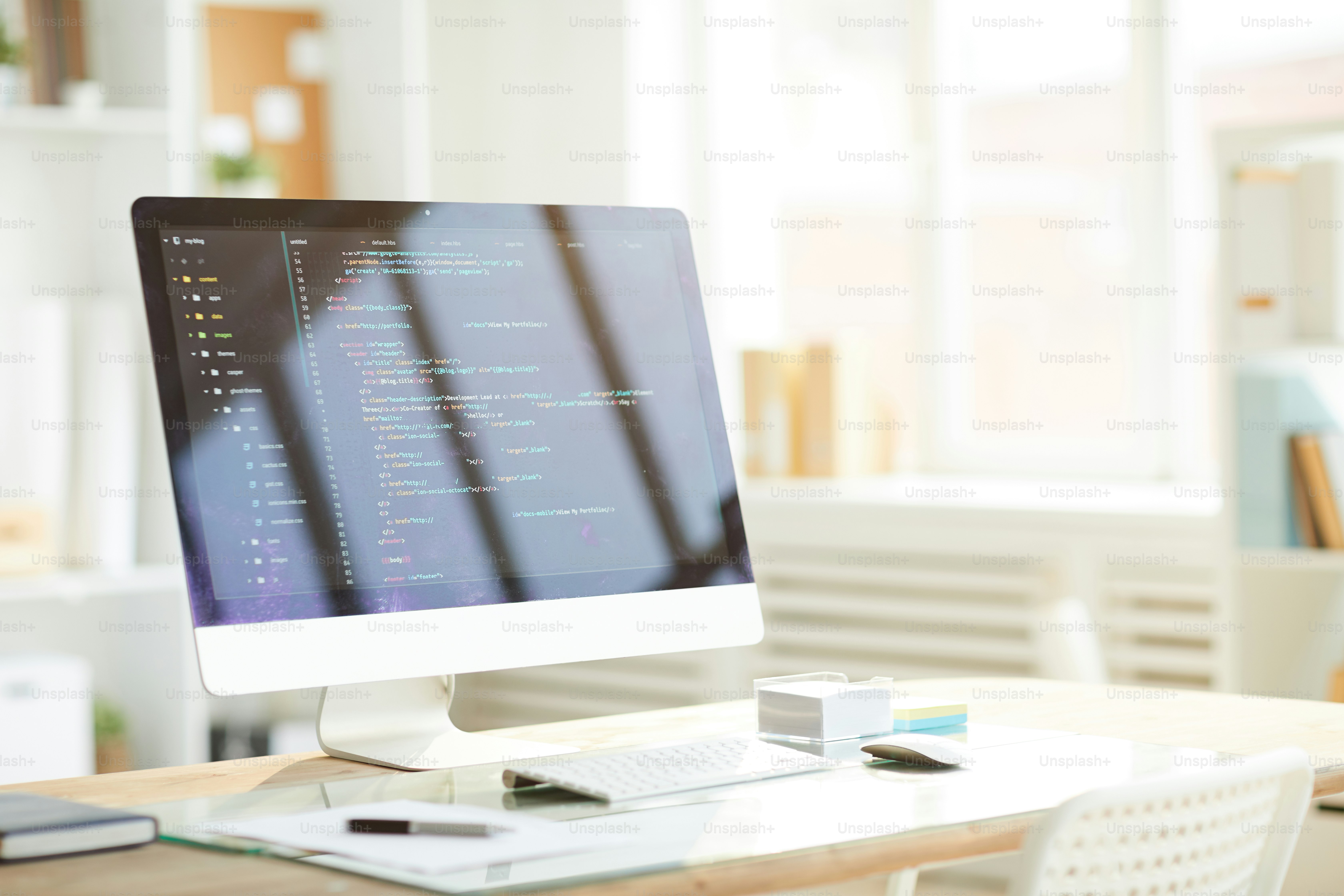 Screen of desktop computer with technical data and business supplies on ...