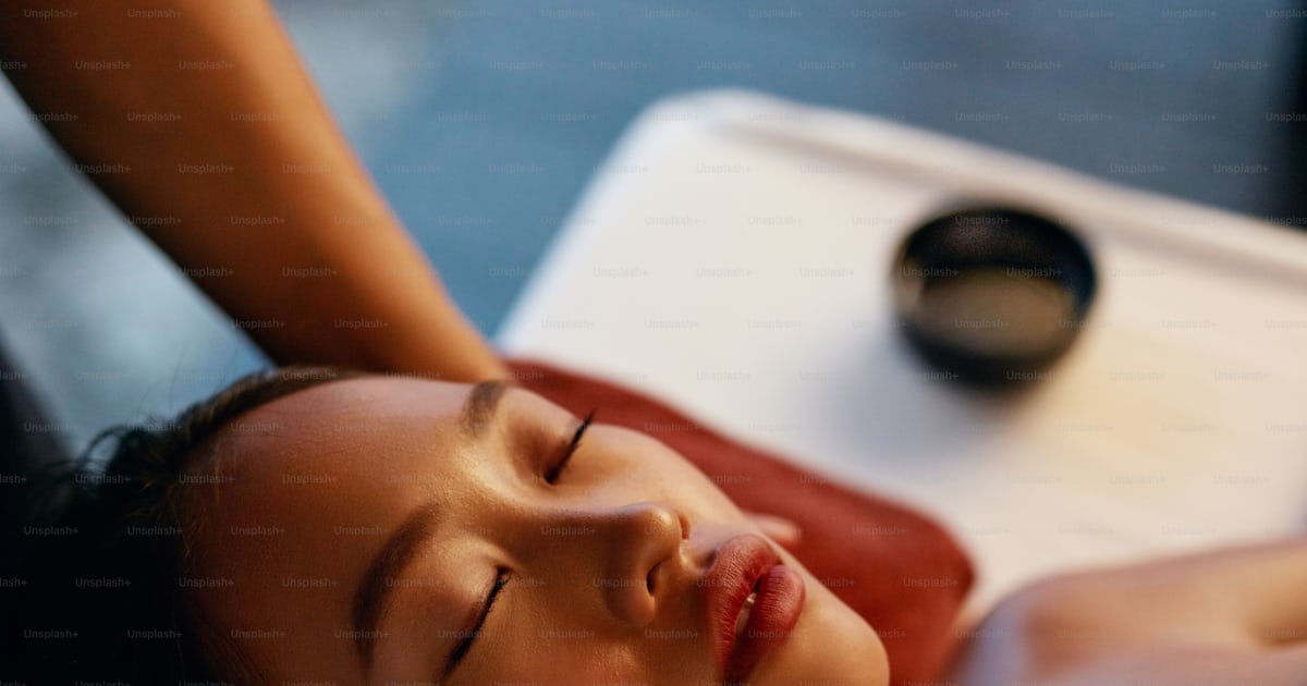 Spa Massage Hands Massaging Woman Head At Thai Beauty Salon Asian Girl Enjoying Massage