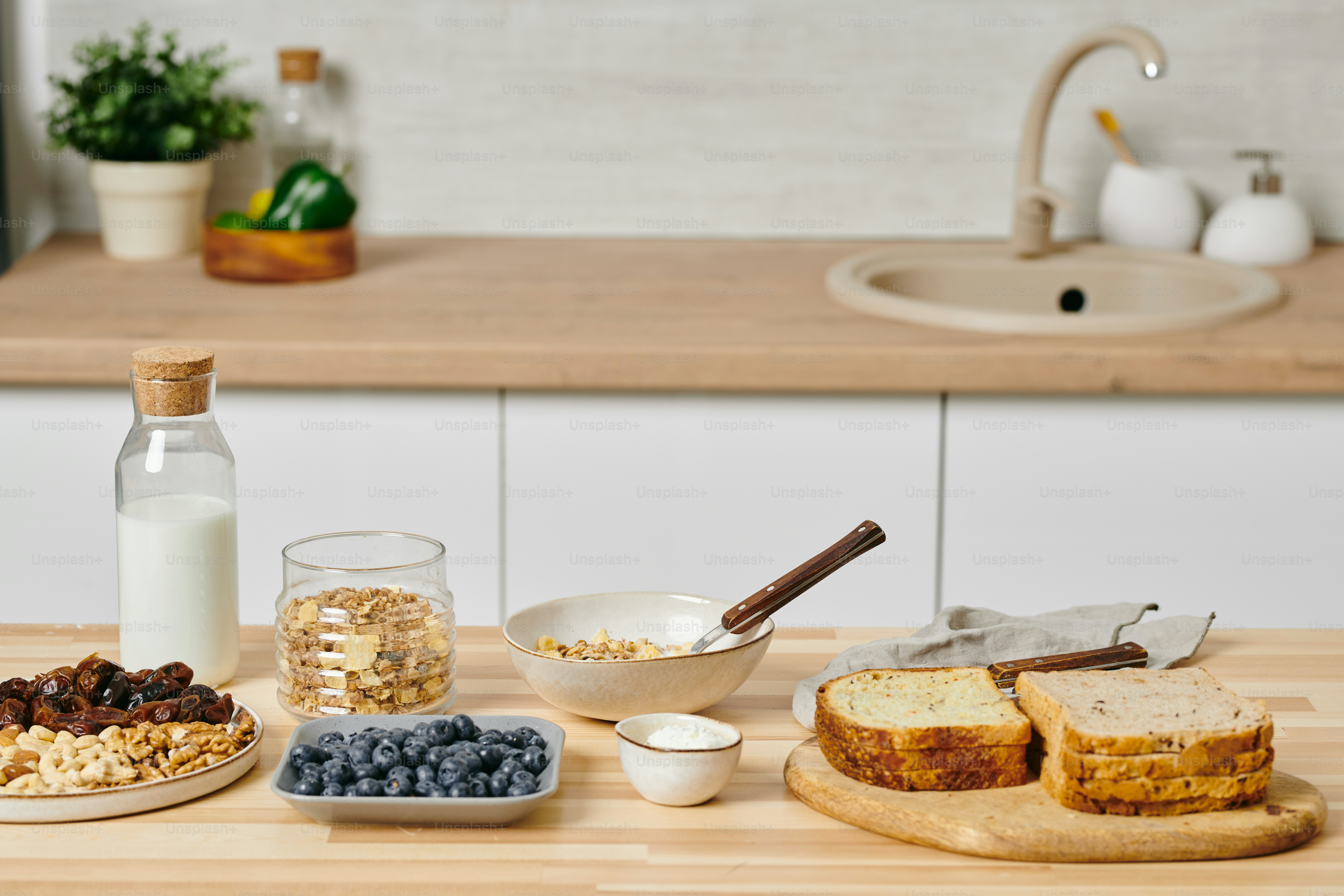Group of fresh ingredients for cooking healthy and delicious breakfast ...