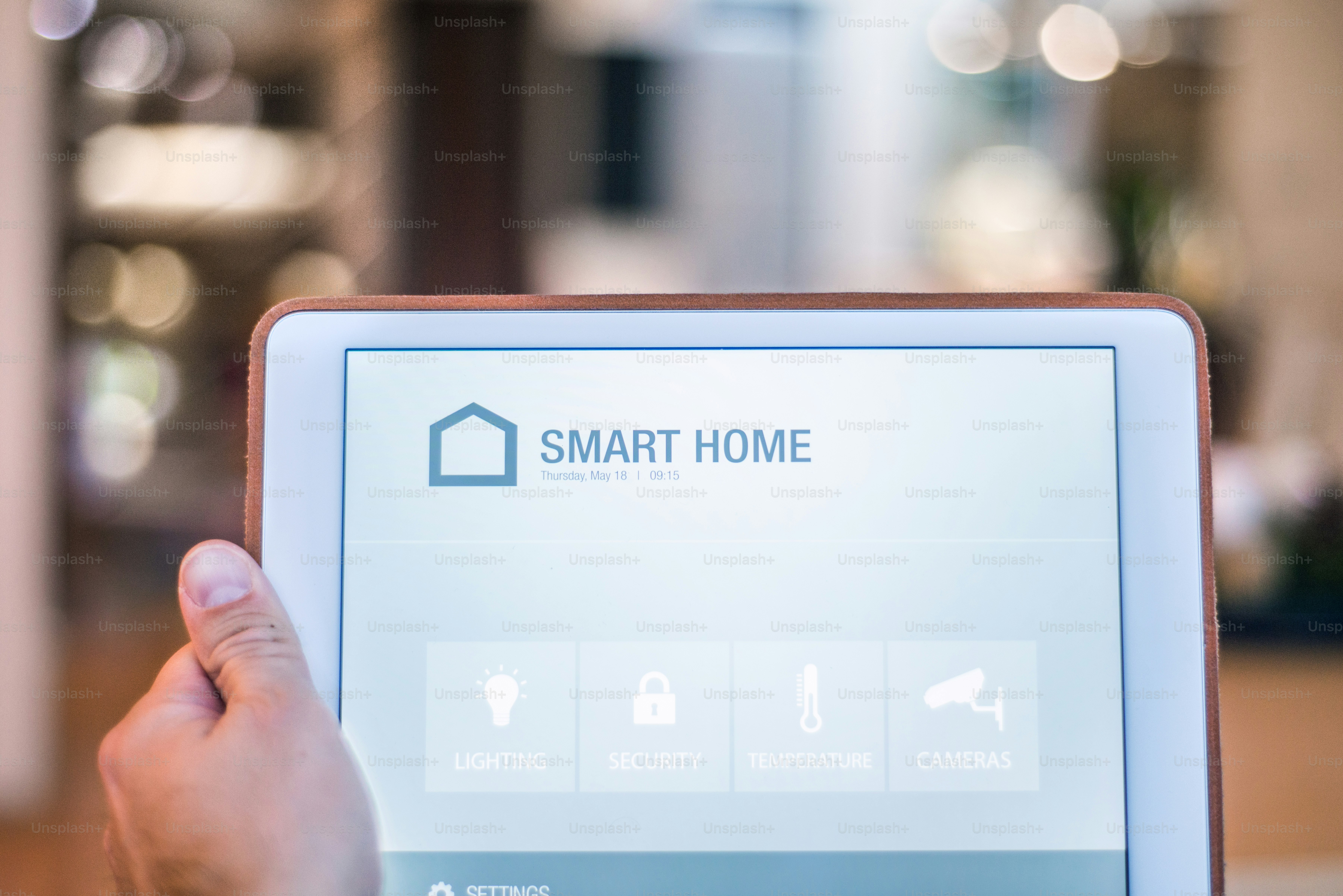 A tablet with smart home control system.A tablet with smart home ...