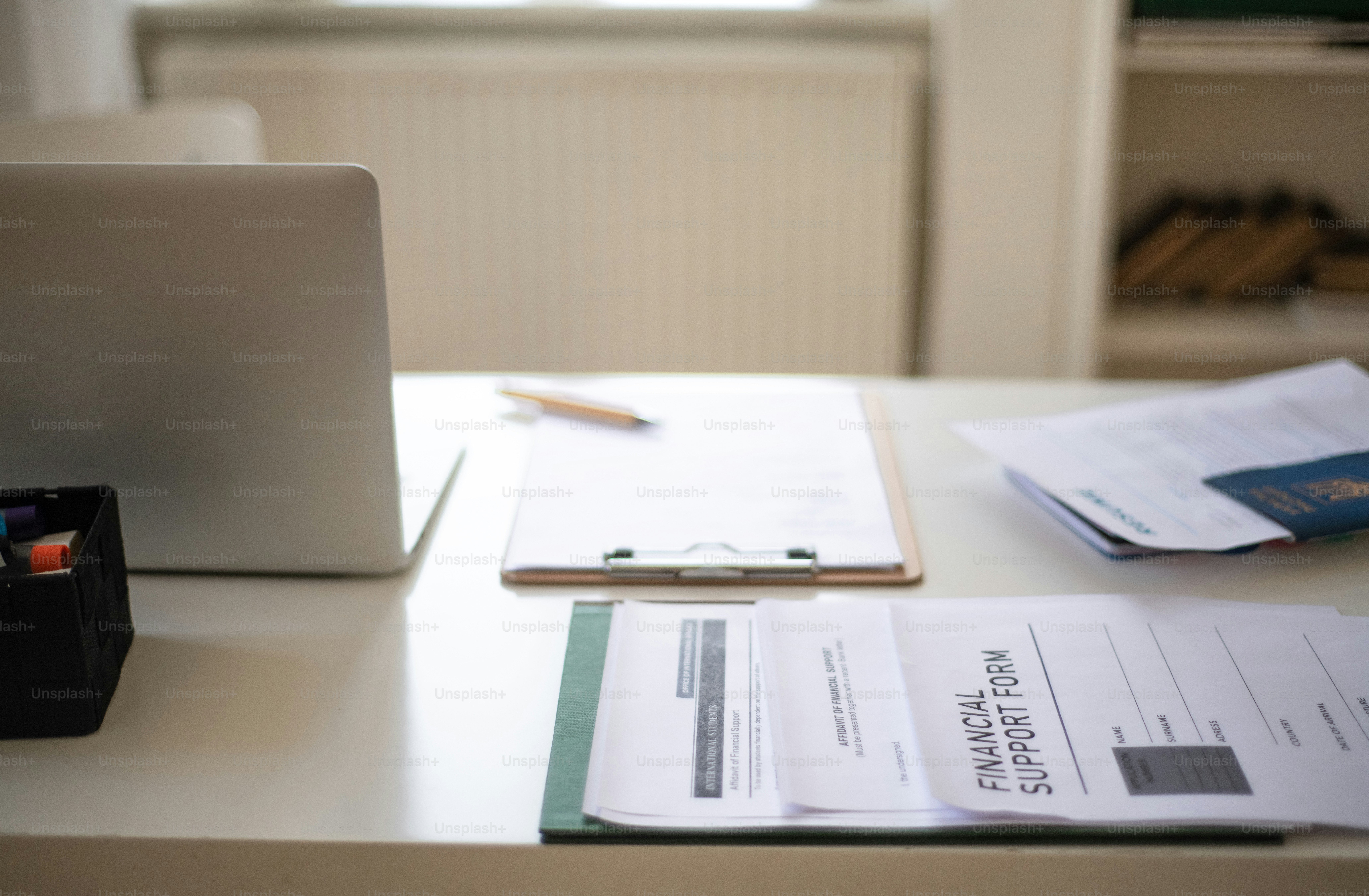 An application forms for Ukrainian refugeeson desk in asylum centre ...