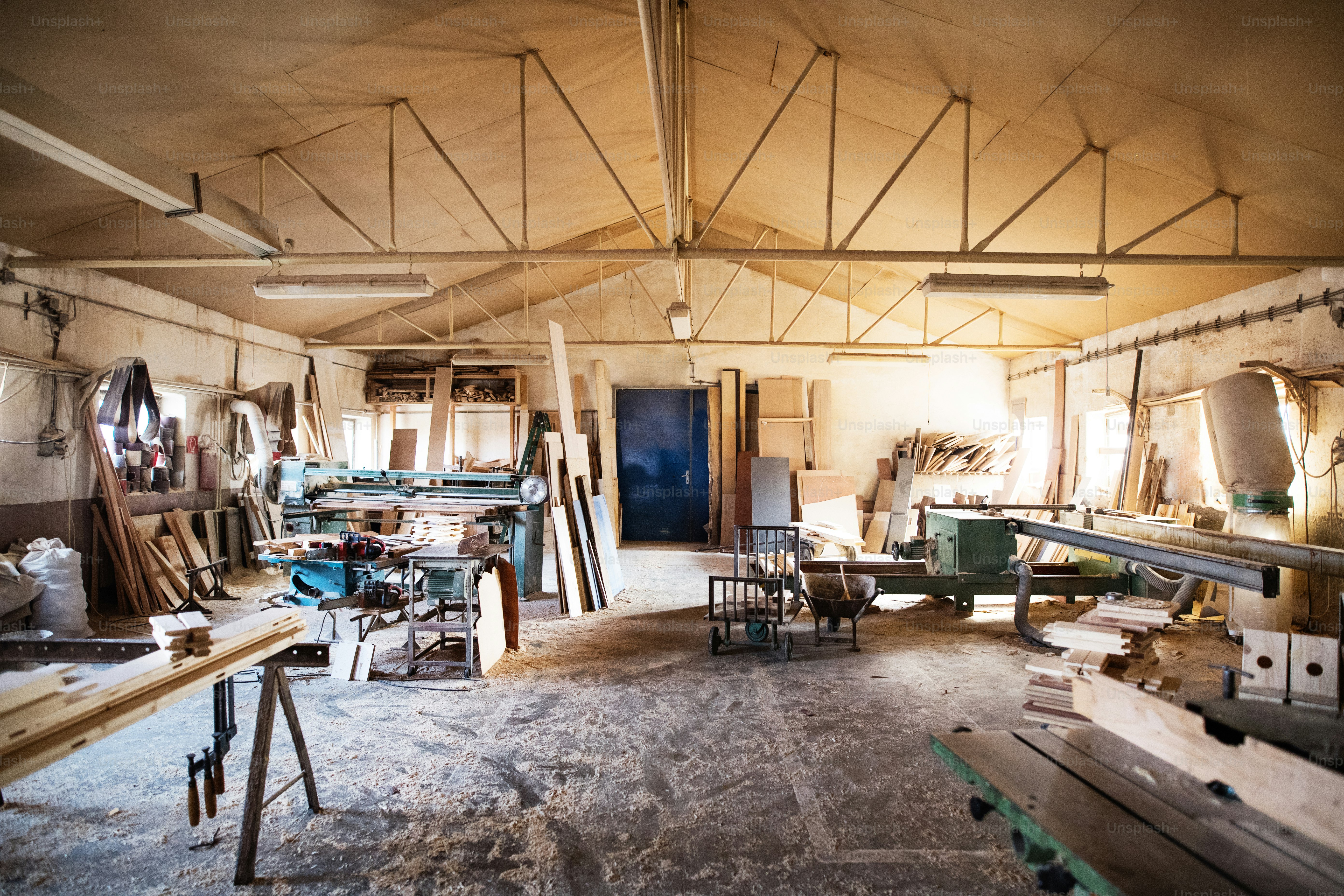 An interior of a big carpentry workshop. photo – Instructions Image on ...