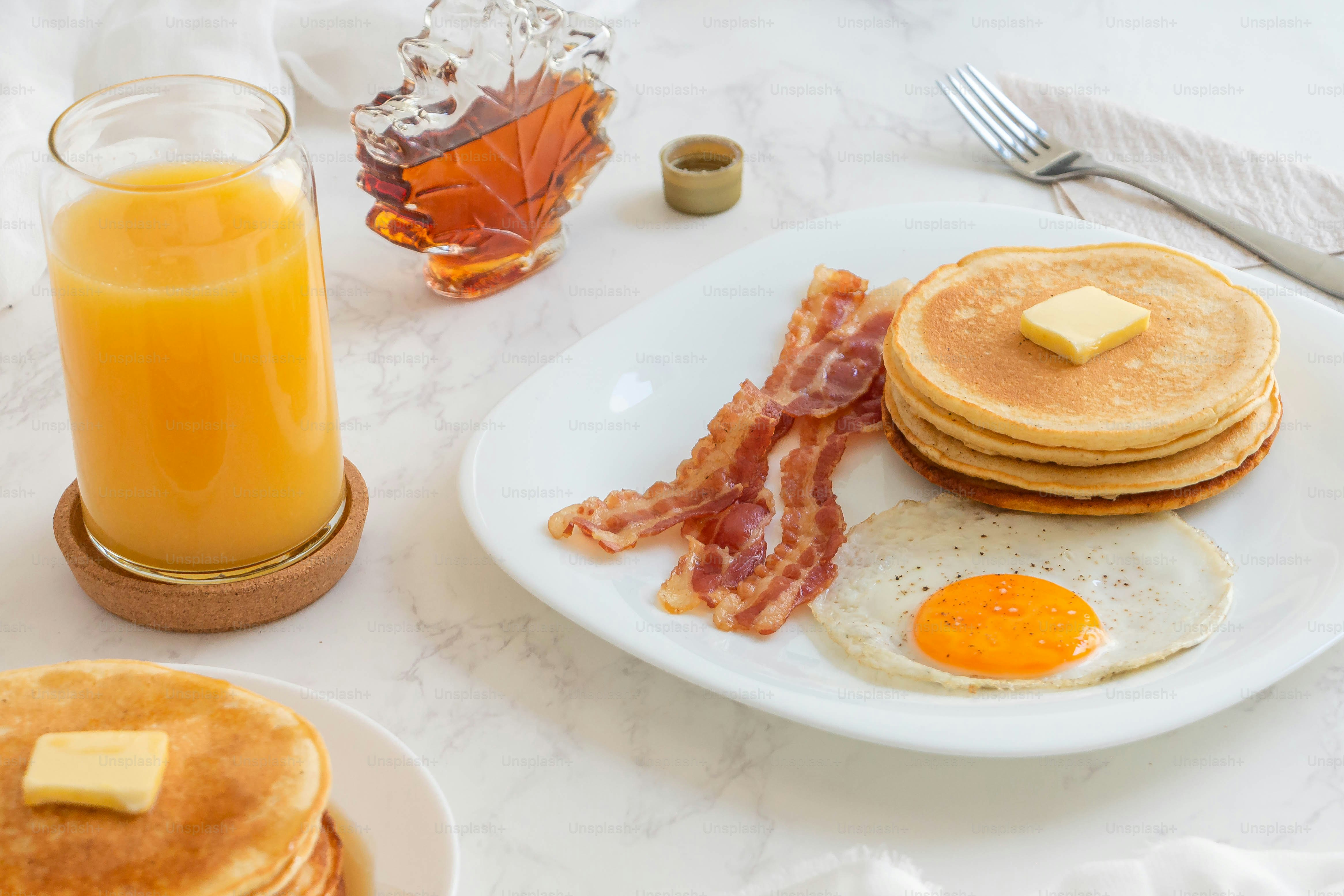 Pancakes And Bacon And Orange Juice