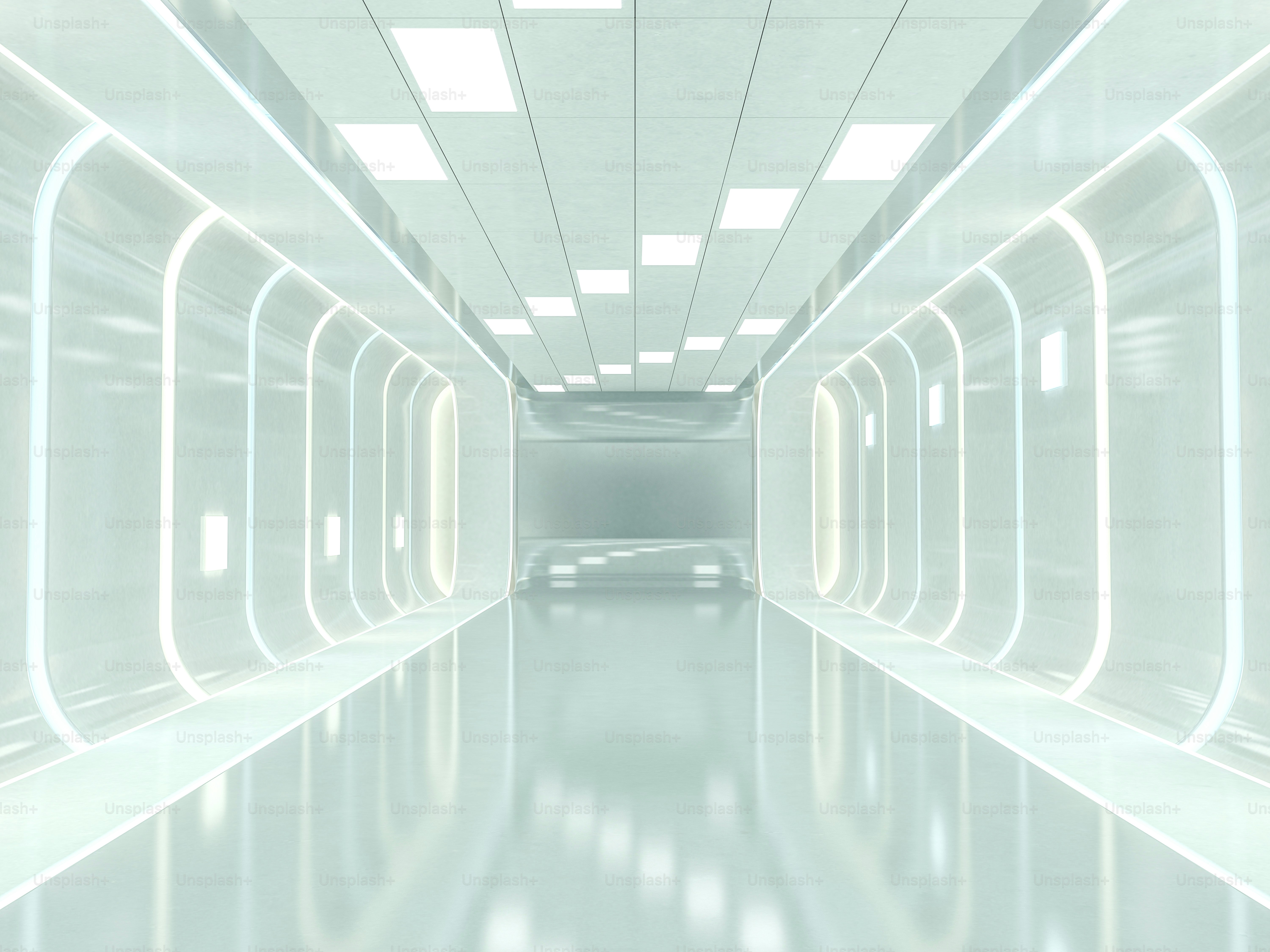 Abstract modern architecture background, empty open space interior. 3D ...