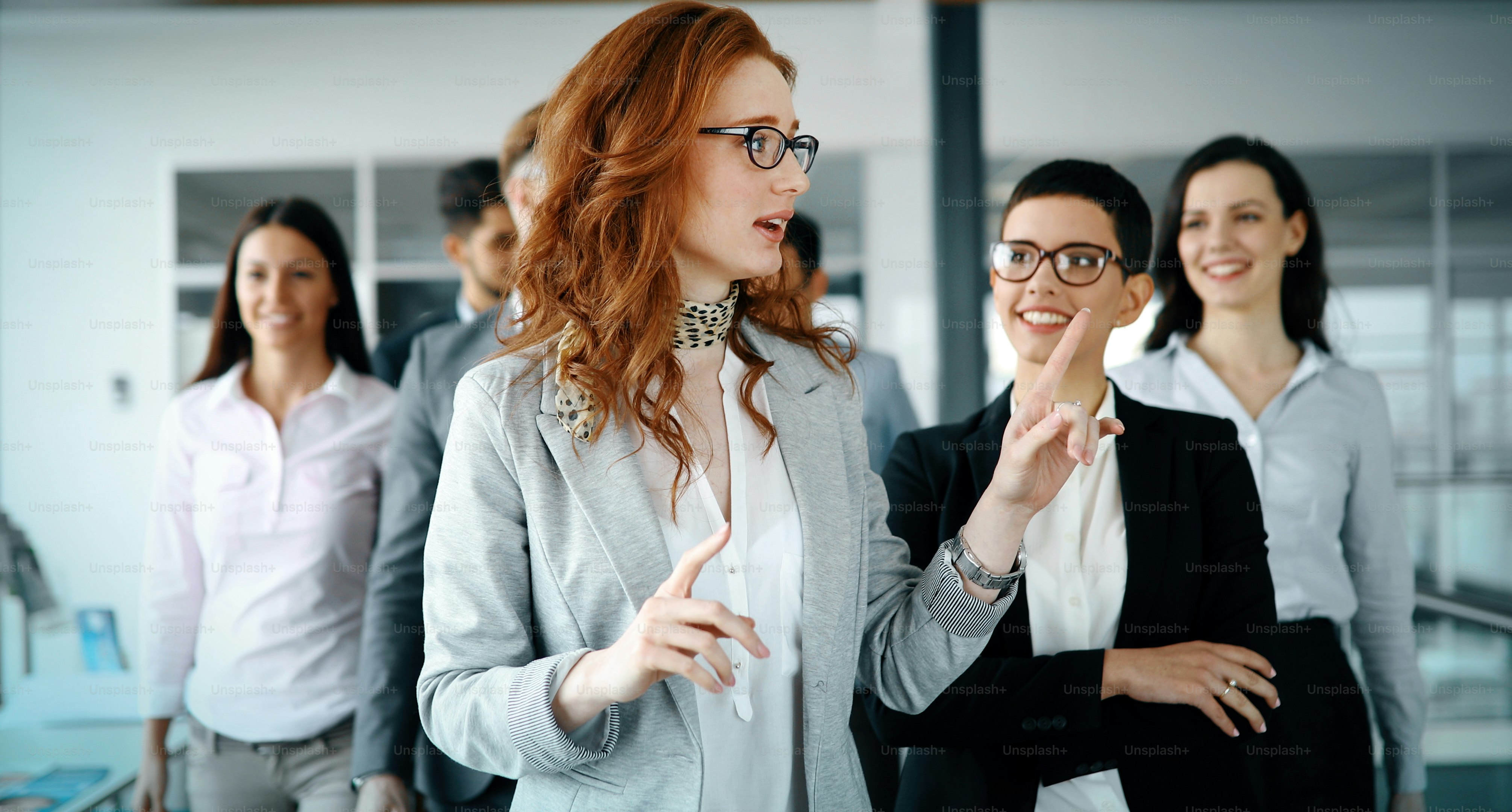 Portrait of business woman in officess representing company photo ...