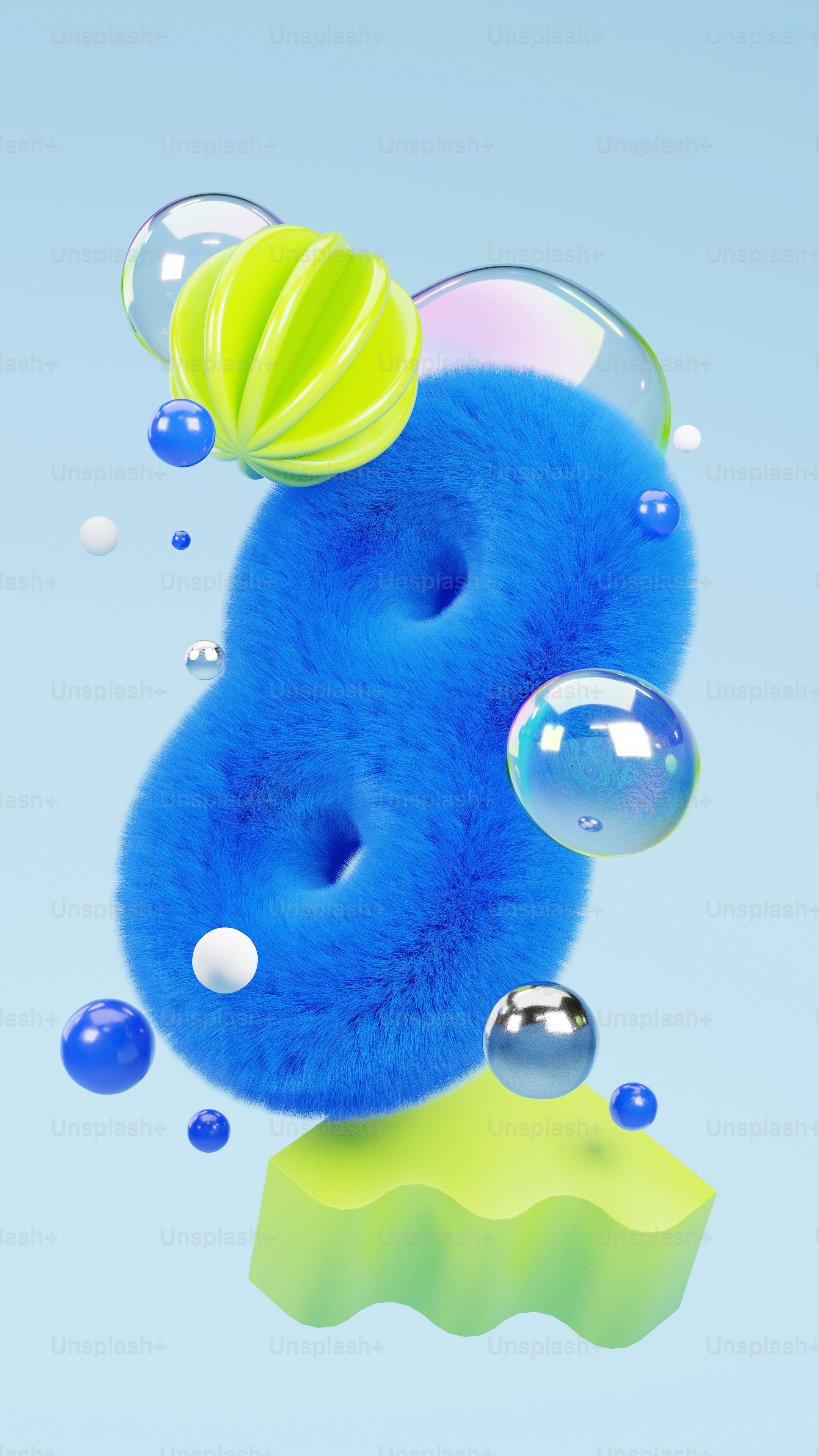 A blue and green object floating in the air photo – Wallpaper Image on ...