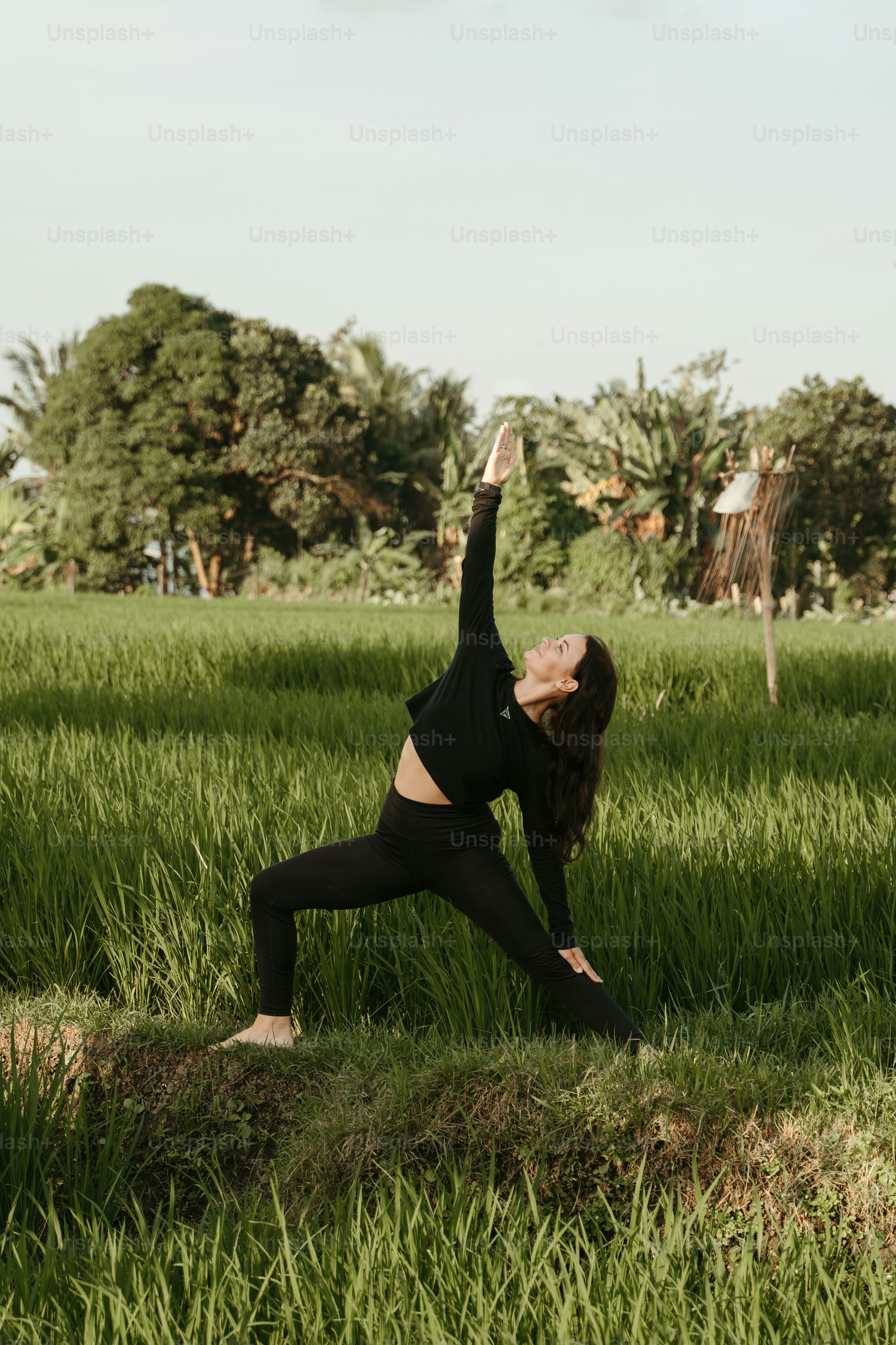 A woman sitting on a rock in a grassy field photo – Yoga Image on Unsplash