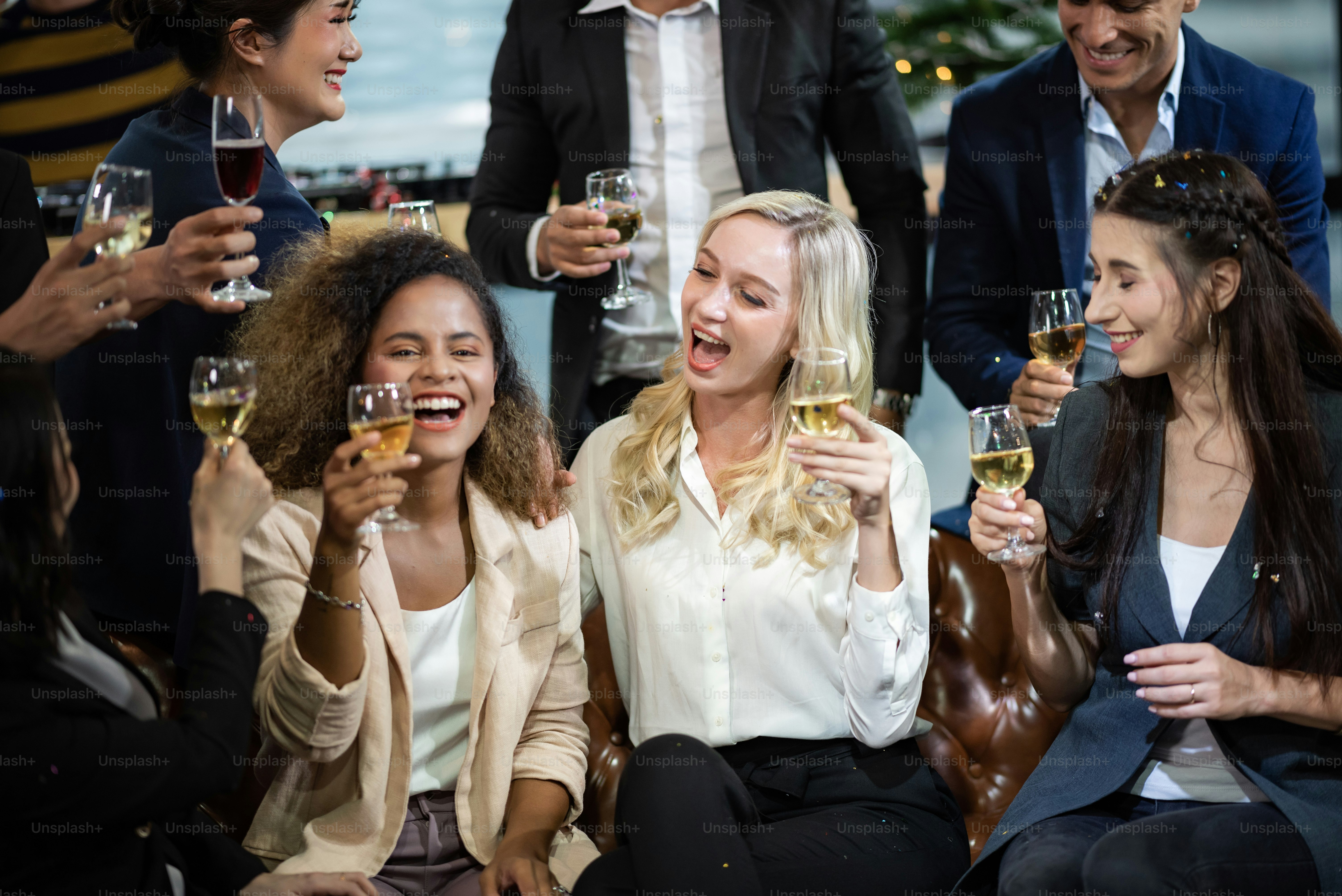 Celebrate success with colleagues. Business celebration party photo ...