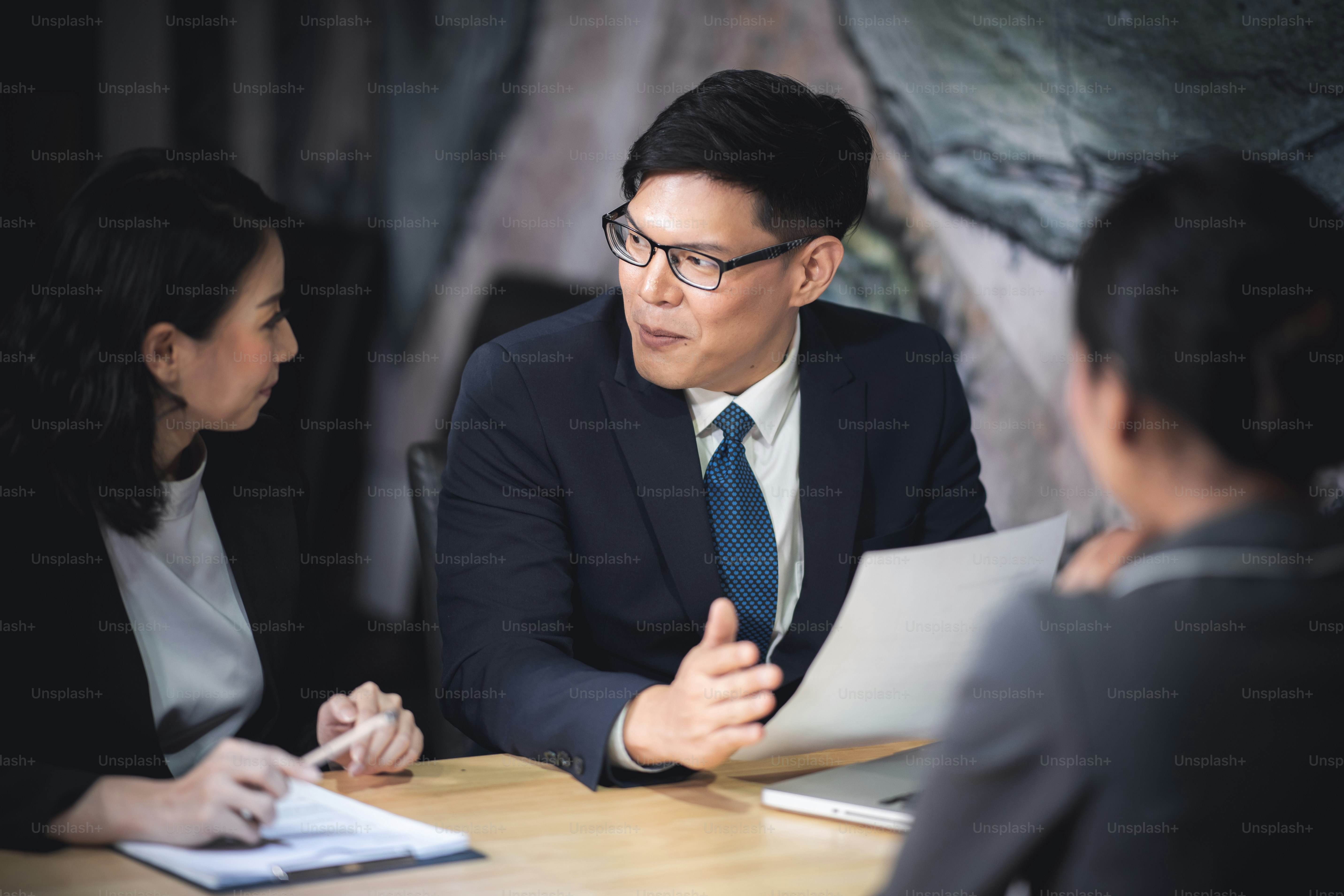 Successful job interview with boss and employee photo – Part of Image ...