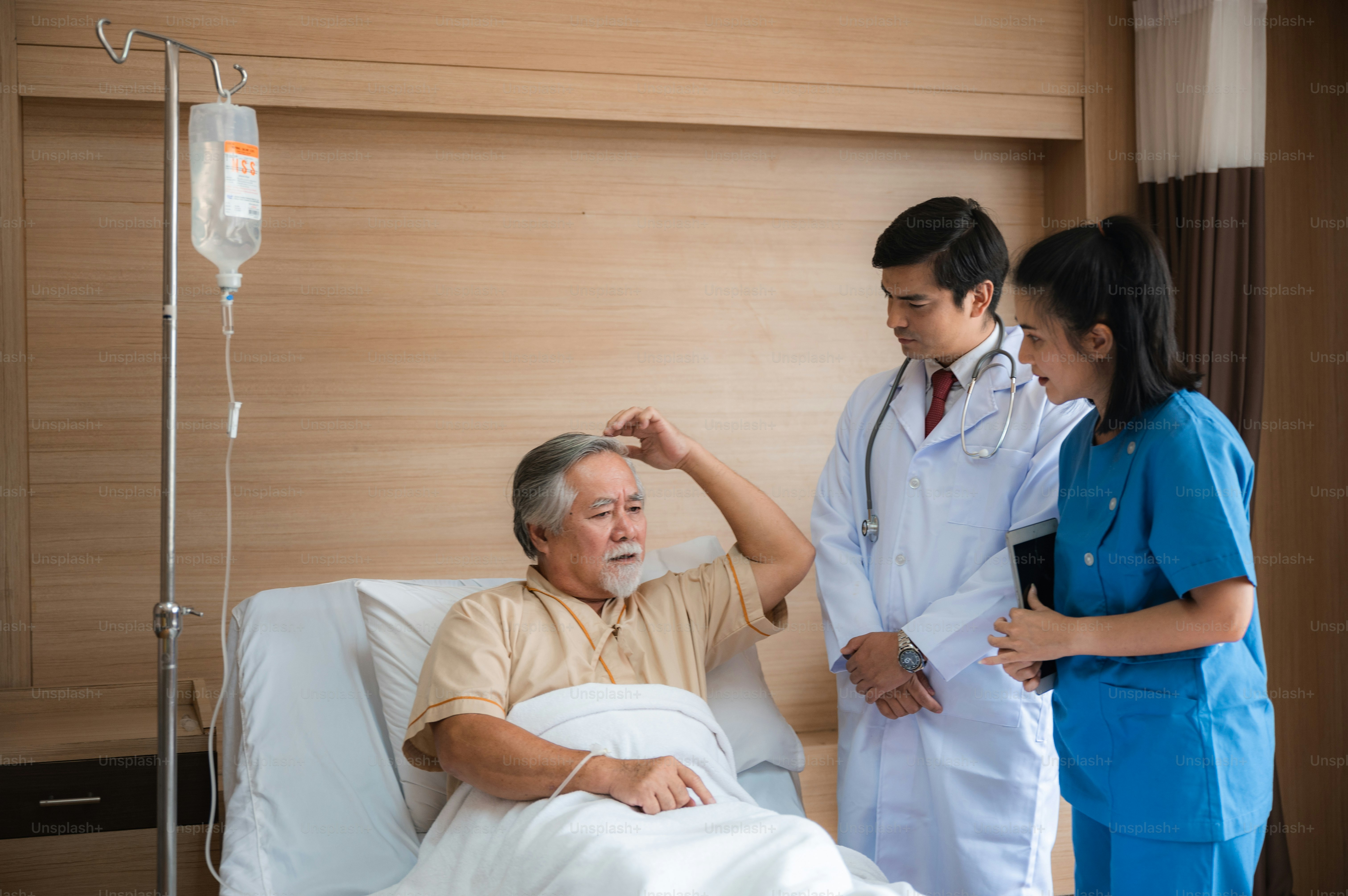 Health insurance concept, Elderly patients living in hospital for ...